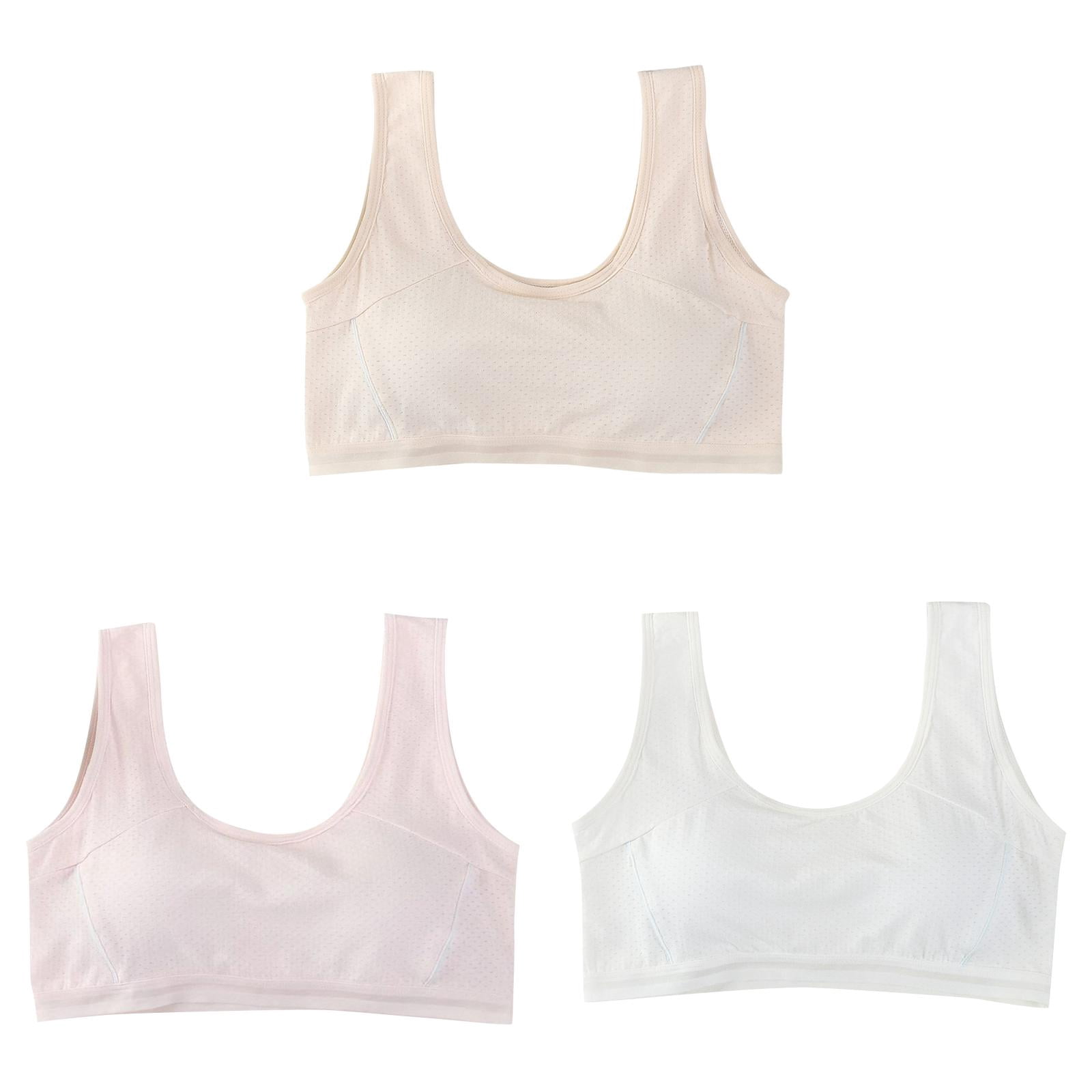 LUOGENLI 3 Pack Girl's Bras Wireless Kids Girls Underwear Foam Bra Vest ...