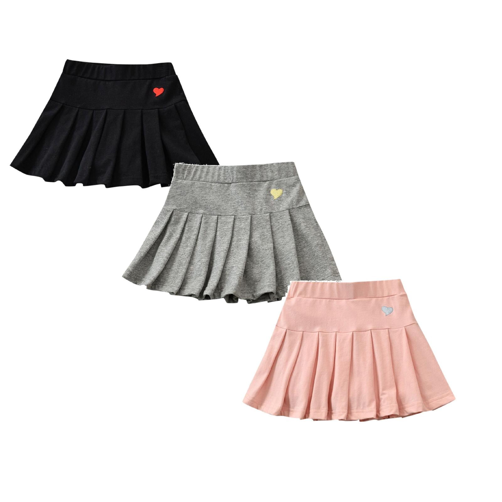 LUOGENLI 3 Pack Girls Pleated Skirt School Skirt Mini Skirt Pleated ...