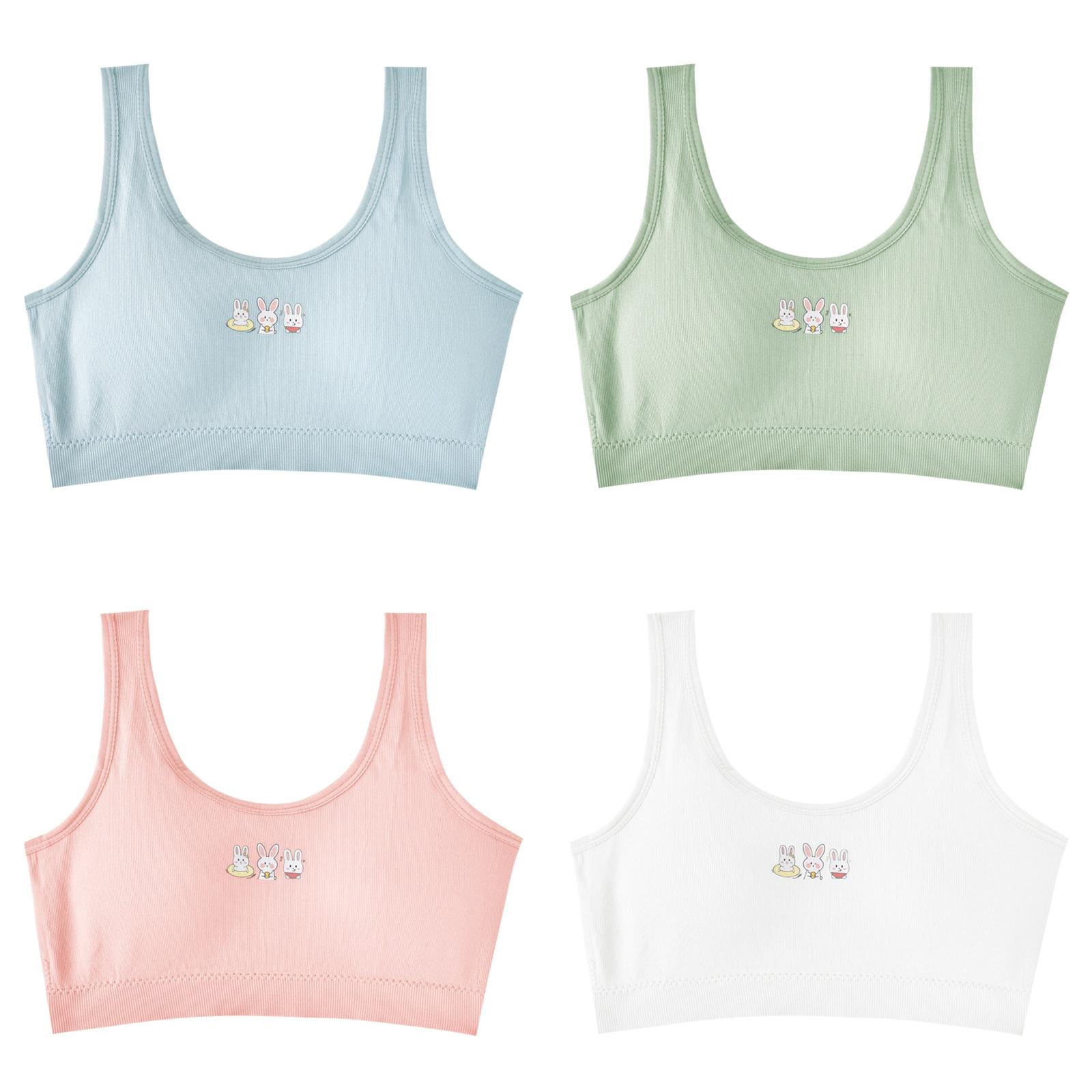 LUOGENLI 4 PCS Teen Girls' Sports Bra Racerback Straps & Soft Elastic ...