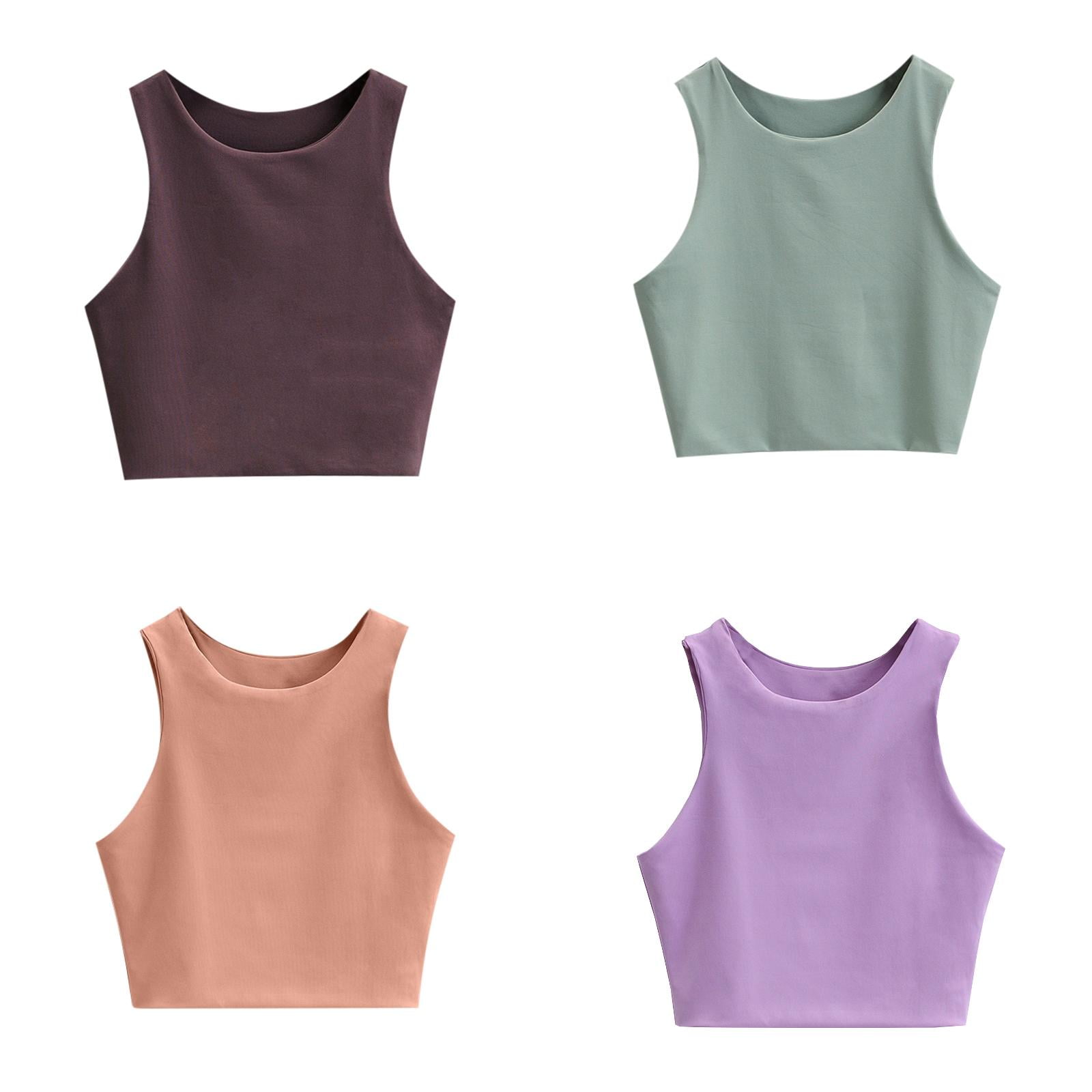 LUOGENLI 4 Pack Girl Bralettes with Support Girl’S Sleeveless Crop Tops ...