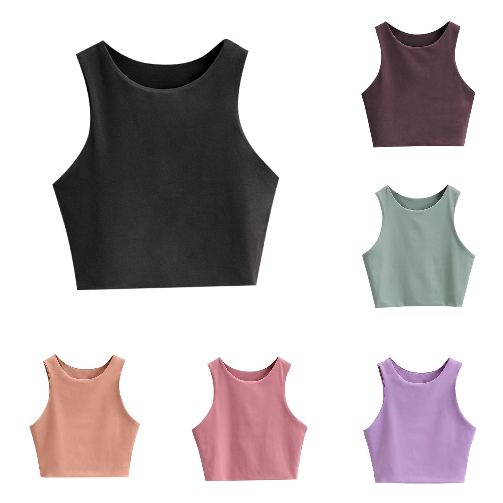 LUOGENLI 4 Pack Girl Bras Push Up Plus Size Girl’S Sleeveless Crop Tops ...