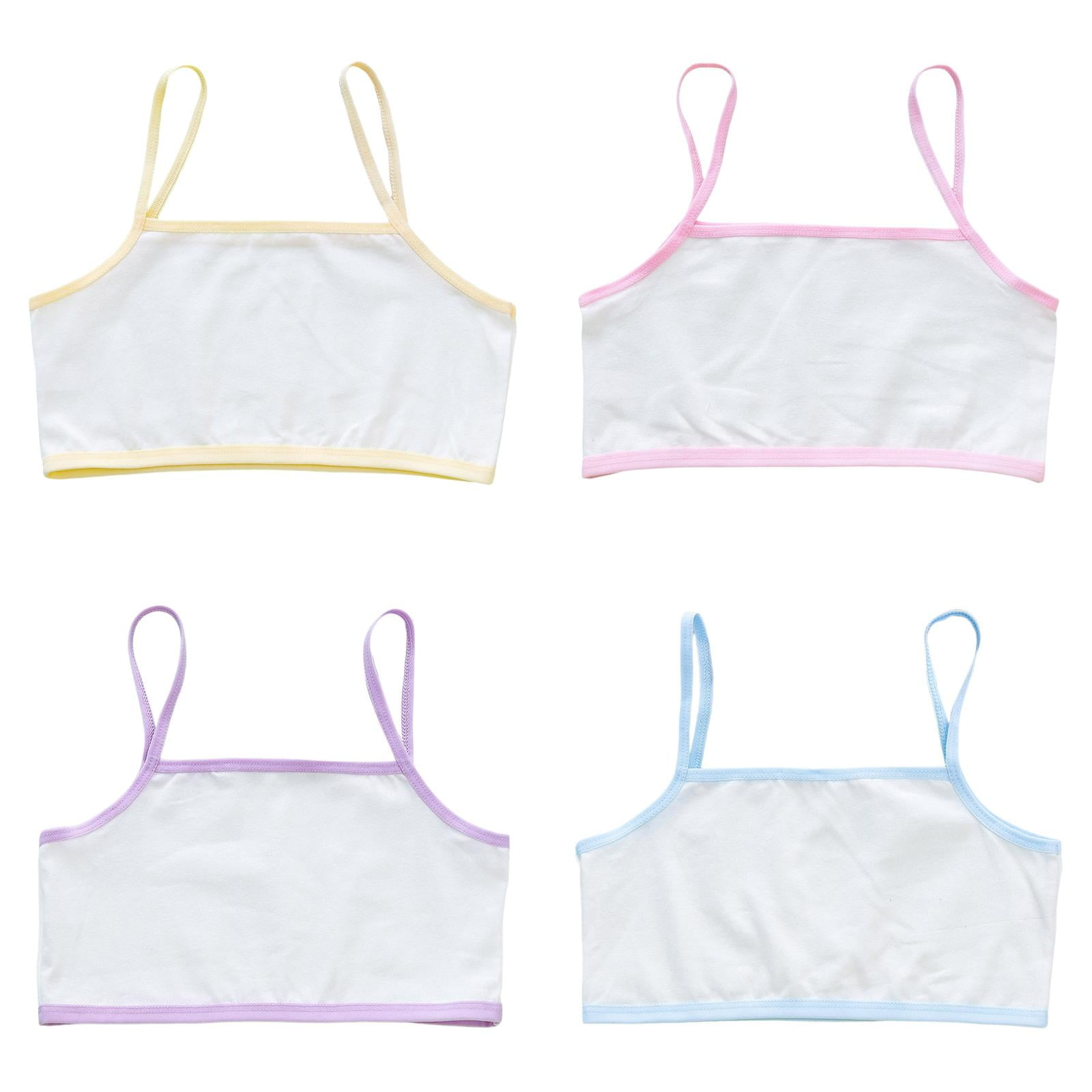 LUOGENLI 4 Pack Girl's Bras 44C Crop Top Bra Girls Seamless Sports Bra ...