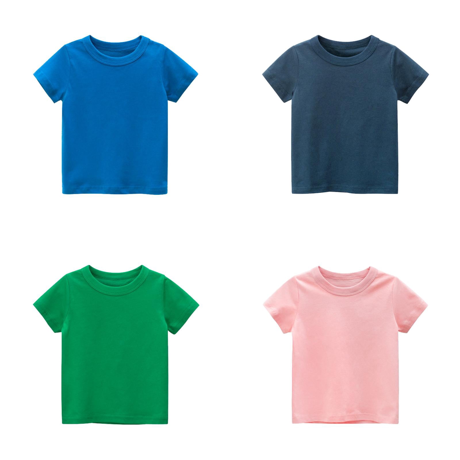 LUOGENLI 4 Pack T-shirts for Boys Kids T Shirts Short Sleeve Plain Tops ...
