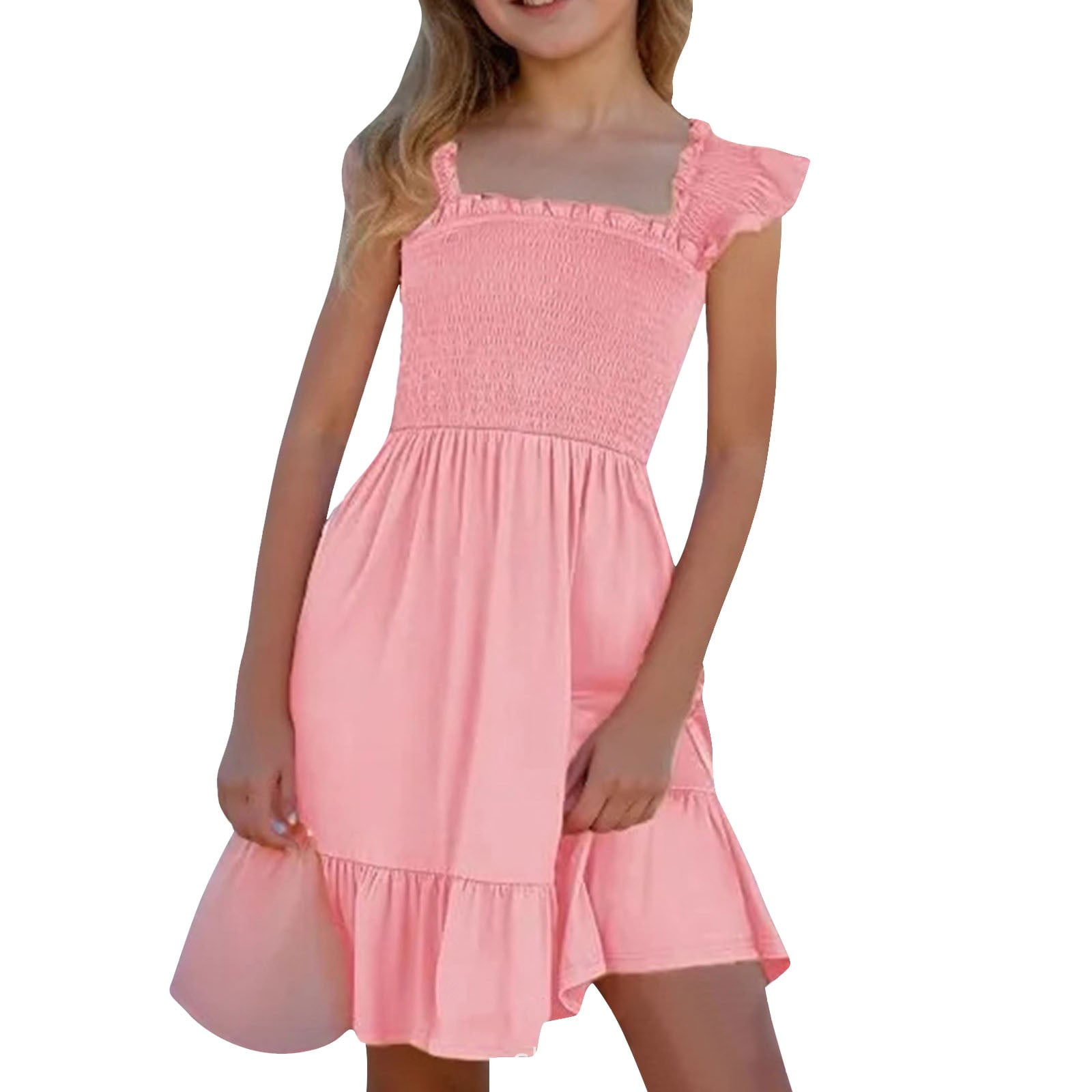 LUOGENLI Dress for Girls Girls Summer Dresses Smocked Sleeveless with ...