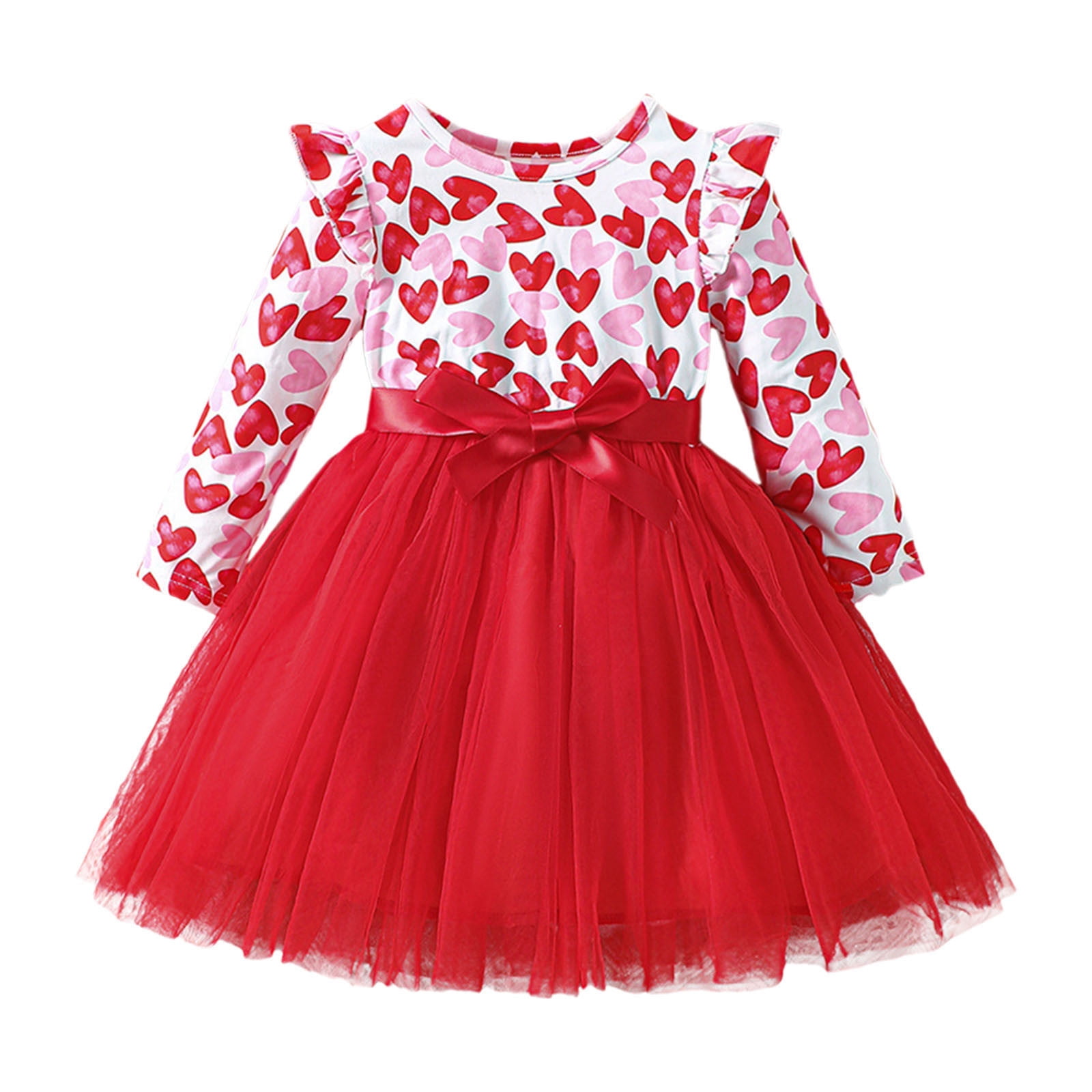 LUOGENLI Dresses for Girls 4T Toddler Girls Long Sleeve Hearts Prints ...