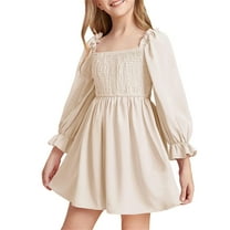 Oudiya Girls Tie Back Short Sleeve Dress Ruffle Hem Off Shoulder ...