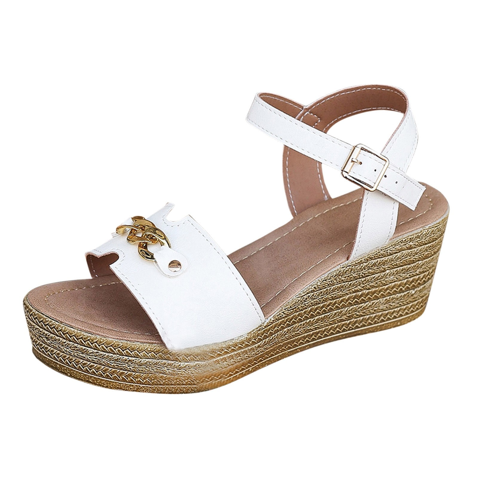 LUOGENLI Female Sandals Women Dressy Summer Flat Wide Women's Spring ...