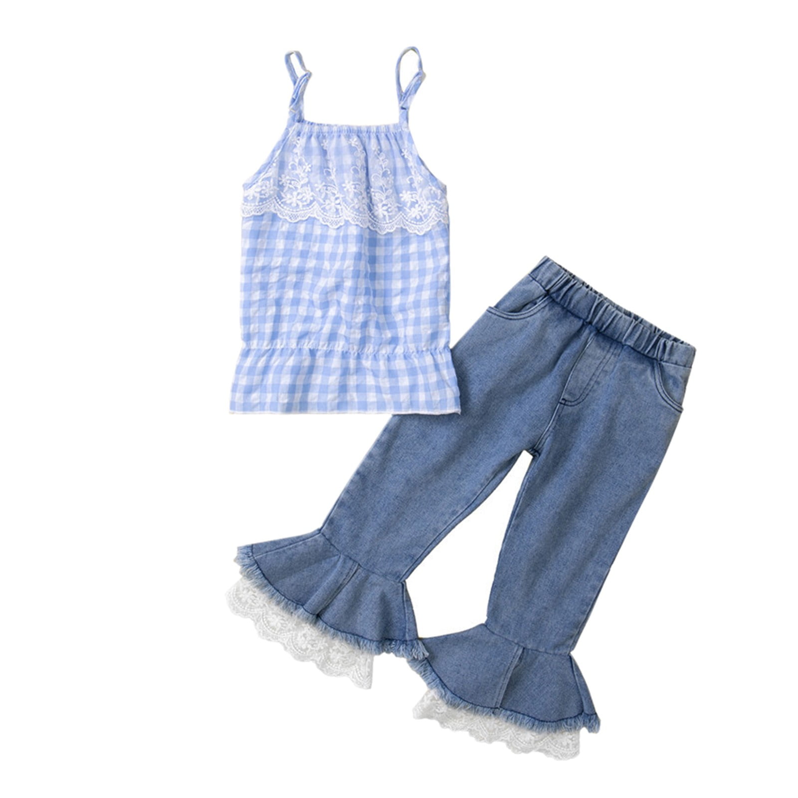 LUOGENLI Girl Summer Outfits Size 10-12 Skirt and Top Girl 2 pcs ...