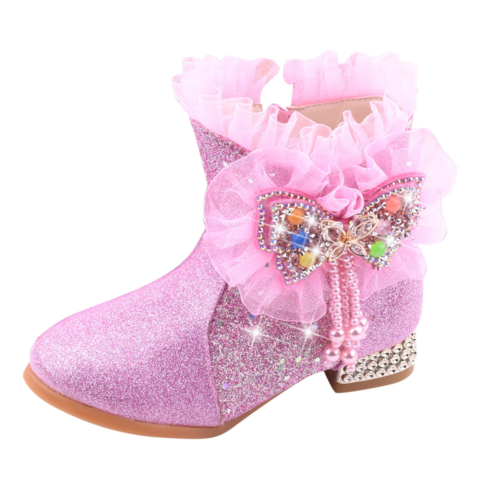 LUOGENLI Girls Cowboy Boots Size 2 Silver Toddler Girls Booties Little ...