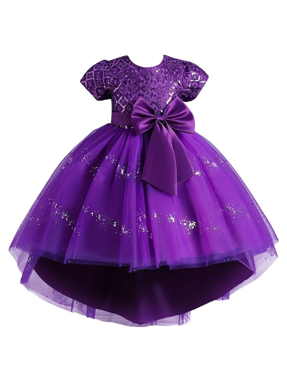 Flower Girl Dress Toddler Girls Short Sleeve Floral Prints Princess Dress Dance Party Dresses ...