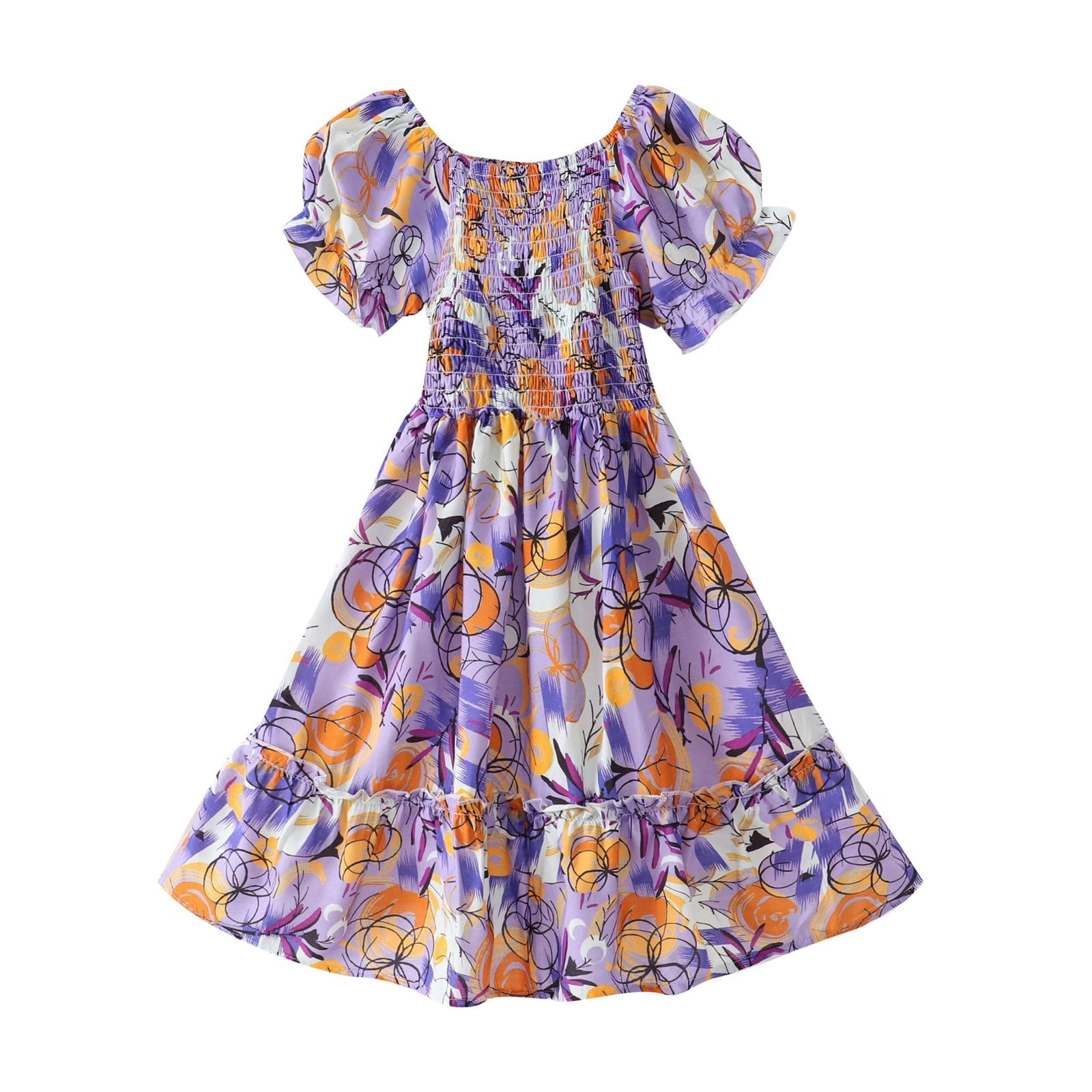 LUOGENLI Girls' Dresses Size 16-18 Medium and Large Children Stretch ...