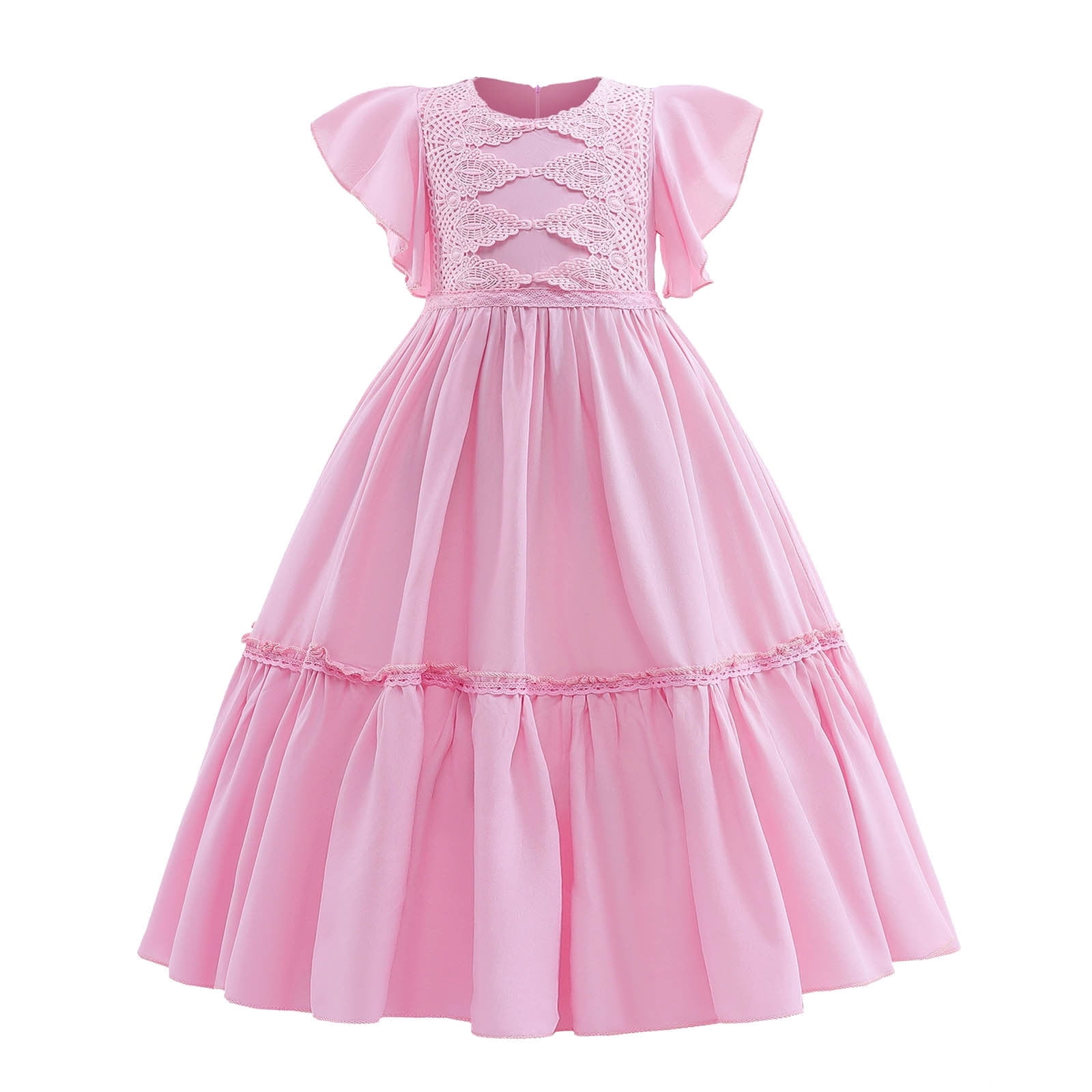 LUOGENLI Girls Dresses Size 6T Toddler Girls Flying Sleeve Lace ...