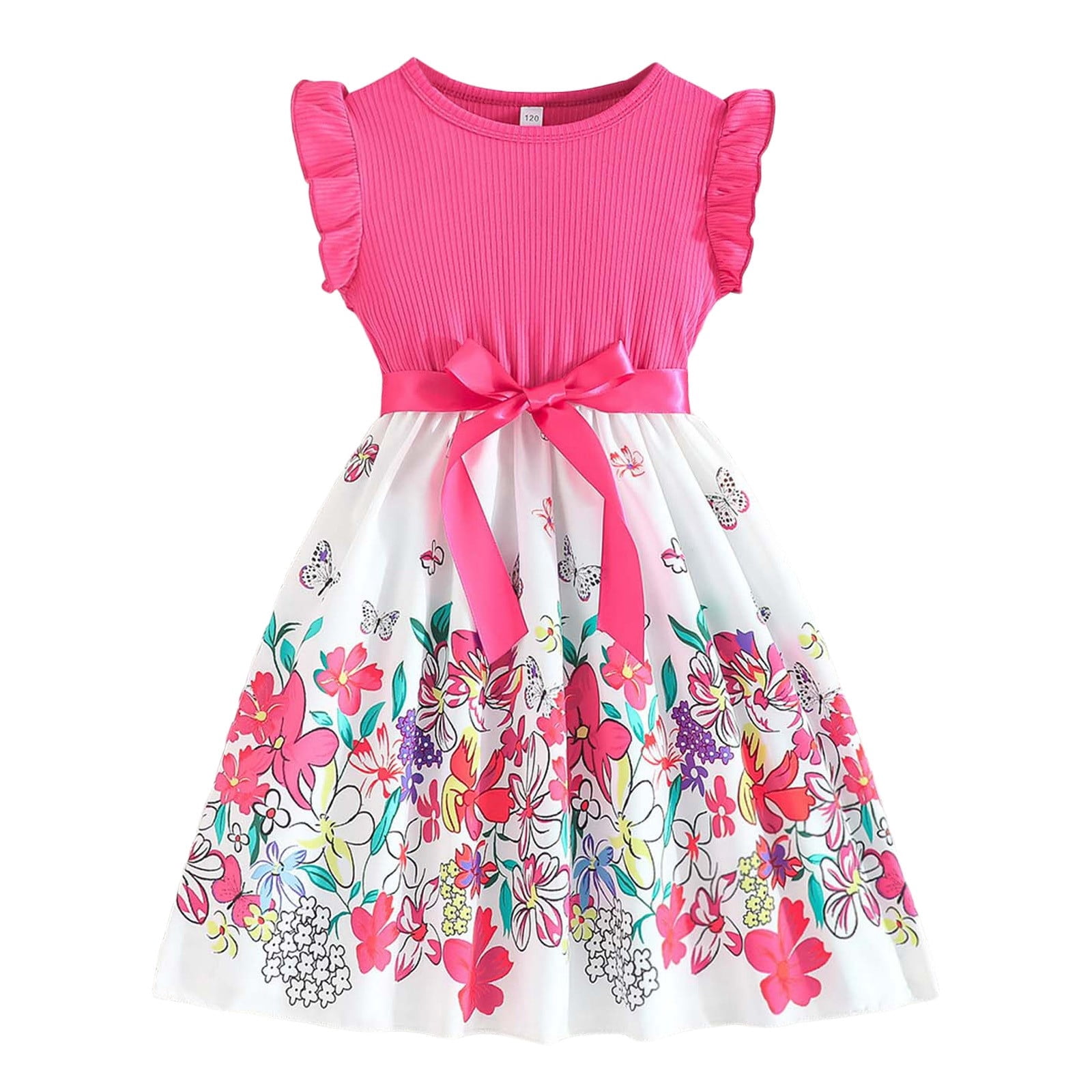 LUOGENLI Girls Dresses Size 6T Toddler Girls Summer Ruffles Sleeveless ...
