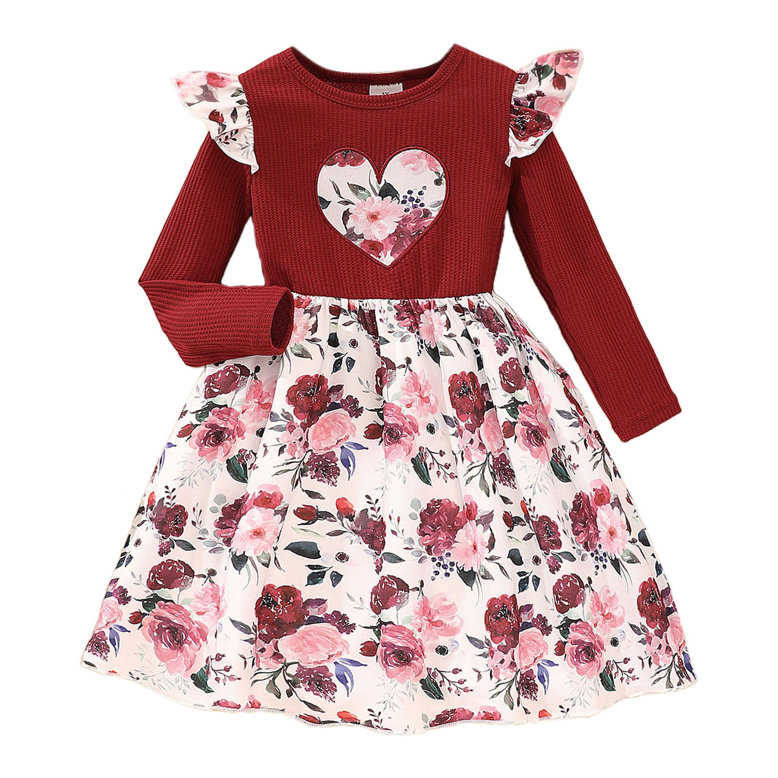 LUOGENLI Girls Dresses Size 7 Fancy Toddler Girls Long Sleeve Prints ...