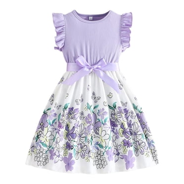 Millie Loves Lily Girls Lilac Angel Sleeve Bunny Border dress, Toddler ...
