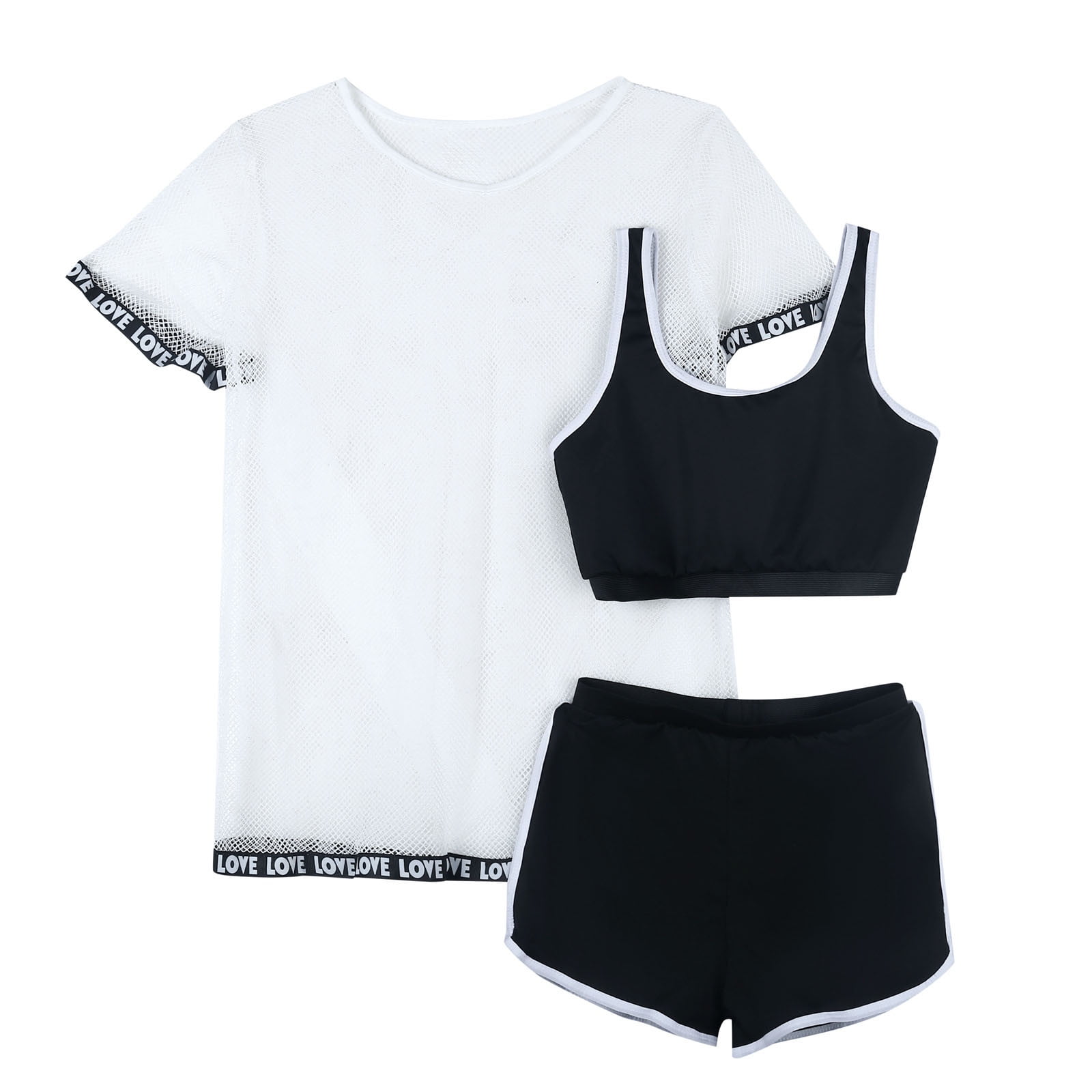 LUOGENLI Girls Swimsuit Size 7 Tankini Girls Cute 1 Piece Heart Print ...