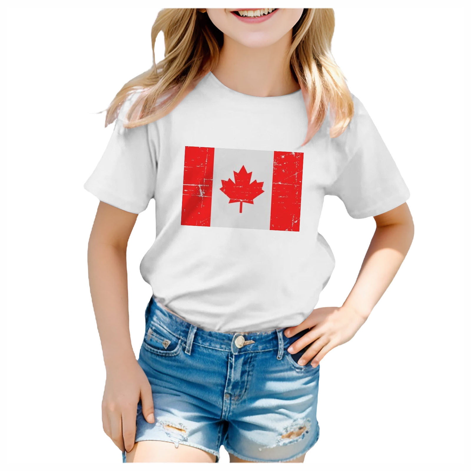 LUOGENLI Girls Tops Size 6-7 Girls Short Sleeve Tee Summer Crewneck T ...