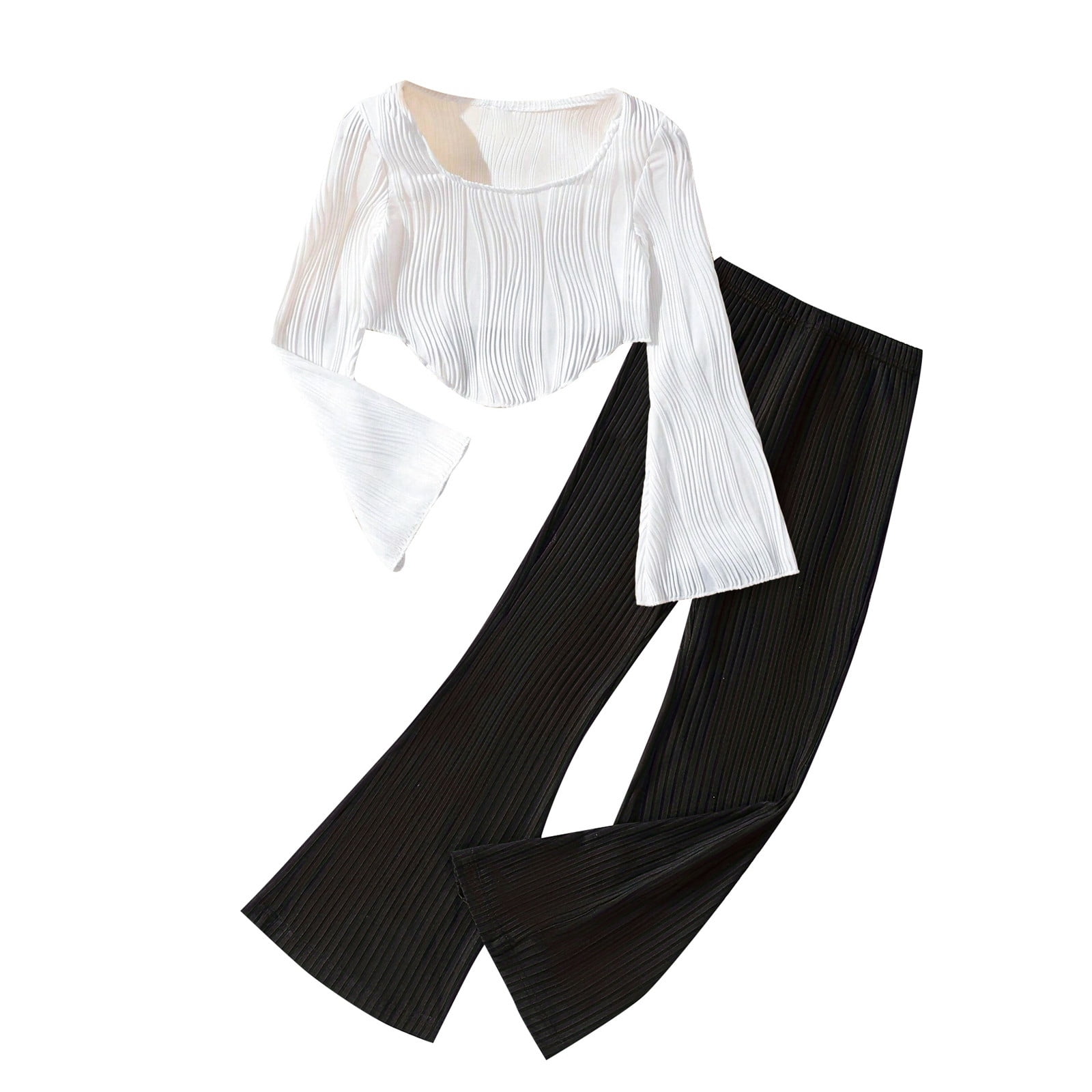 LUOGENLI Little Girl Outfits Size 10 Girls Solid Color Long Sleeved ...