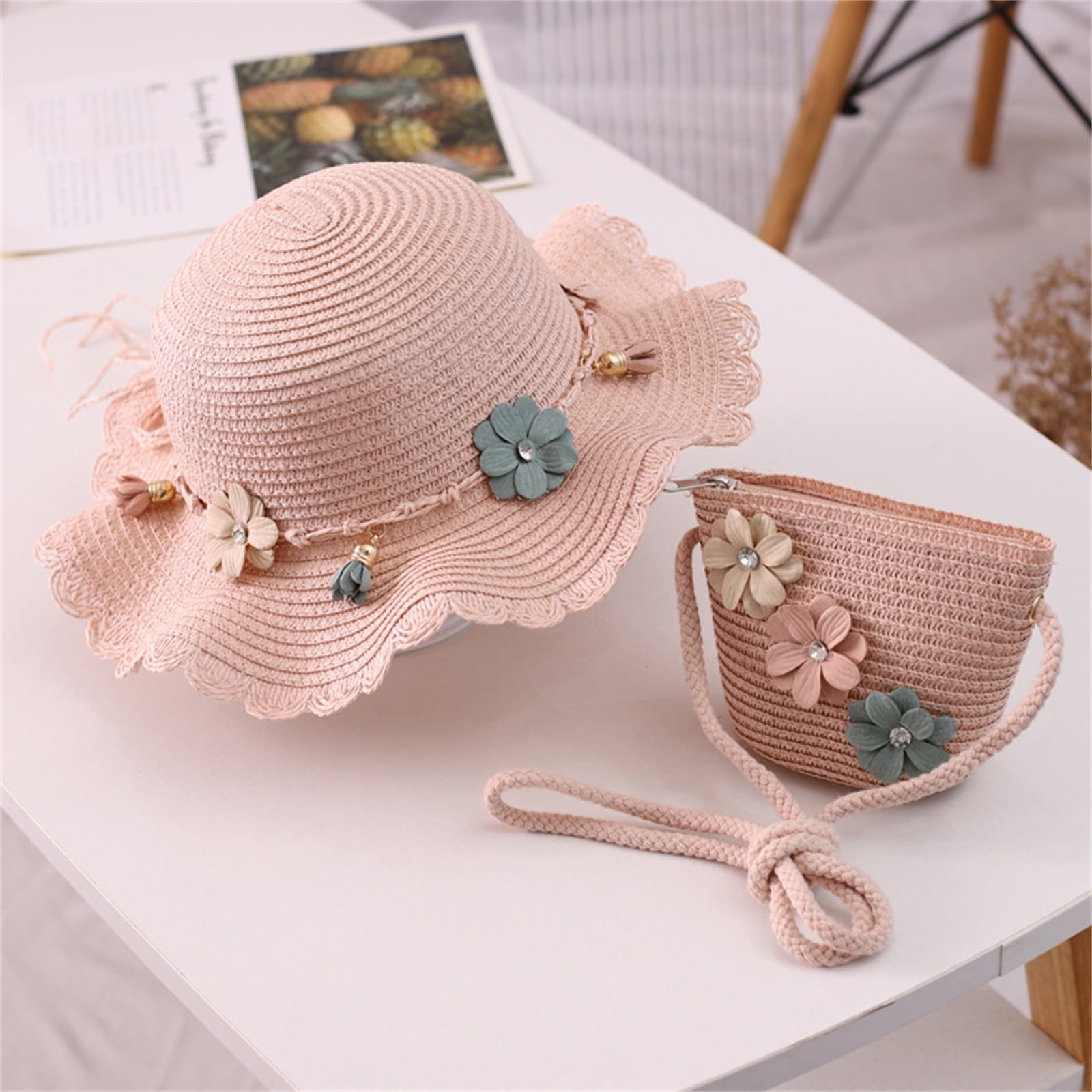 LUOGENLI Sun Hats for Girls 10-12 Kids Children Girls Flower Sunshade ...