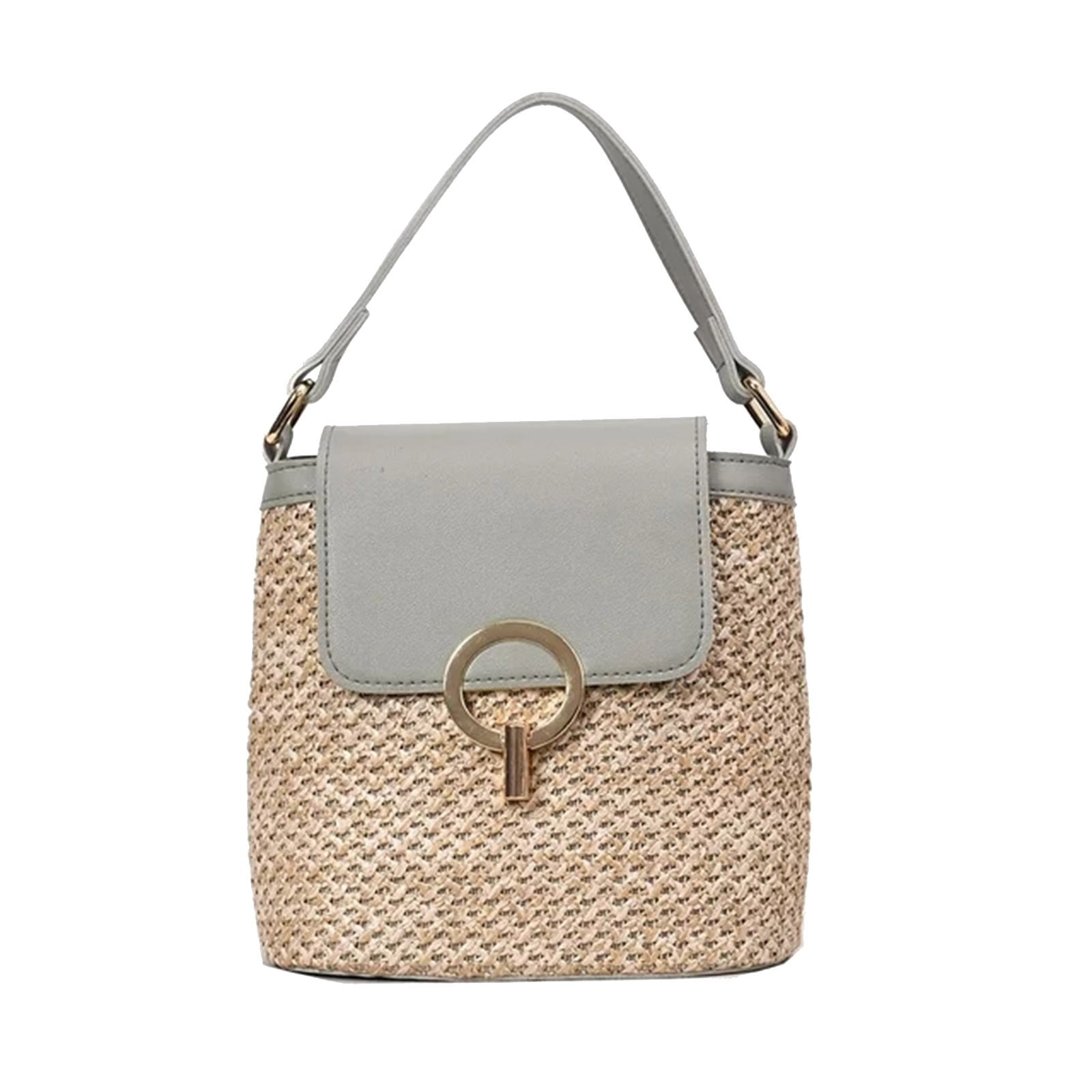 LUOGENLI Women's Handbags Medium Straw Weave Women Ladies Bucket ...