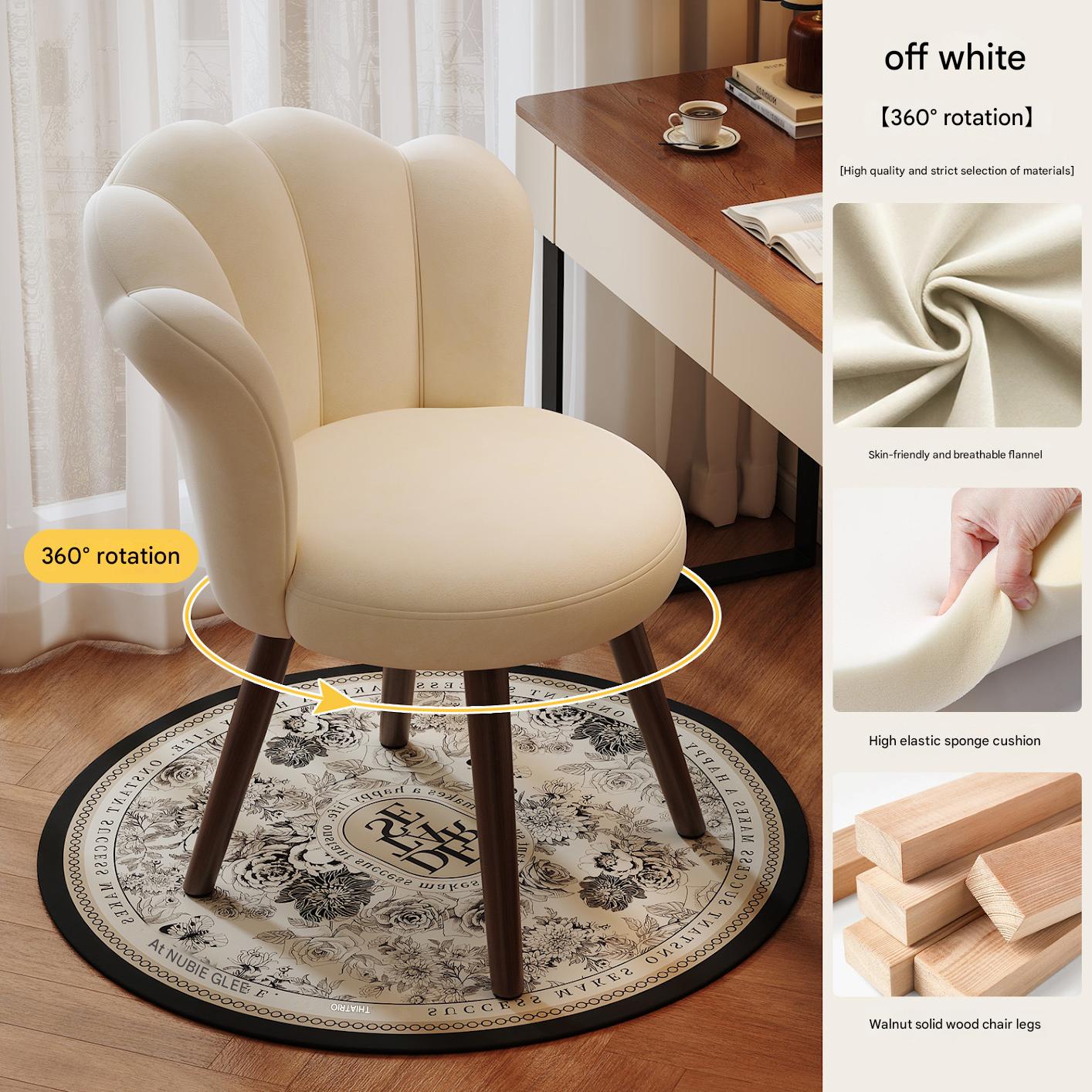 LUOLUO 360 Degree Rotating Vanity Makeup Chair with Flower back and ...