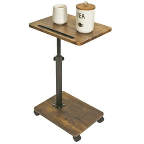 VEGCOO Adjustable Height End Table with 360° Swivel Tabletop, C-Shaped ...