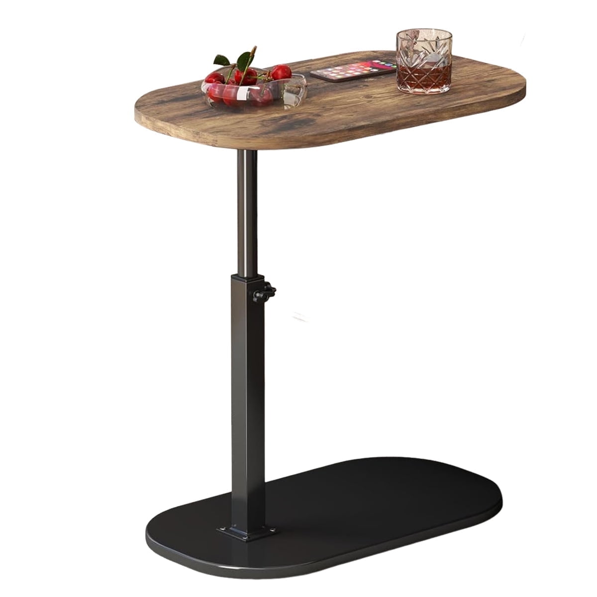 LUOLUO C Shaped Side Table, 360° Rotating Adjustable Height Couch Side Tables for Sofa/Bed ...