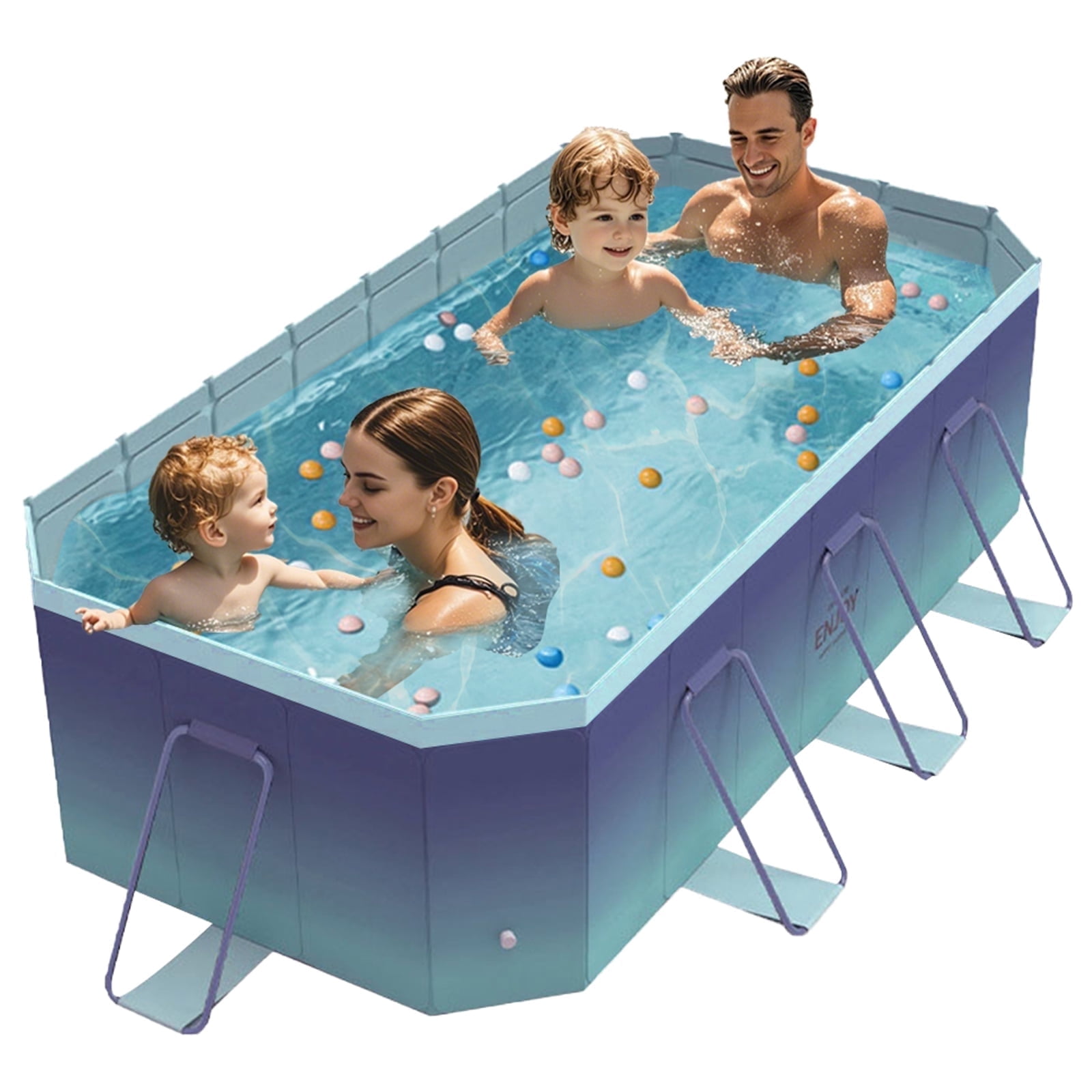 LUOLUO Foldable Swimming Pool, Large Non-inflatable Adults Kids Outdoor ...