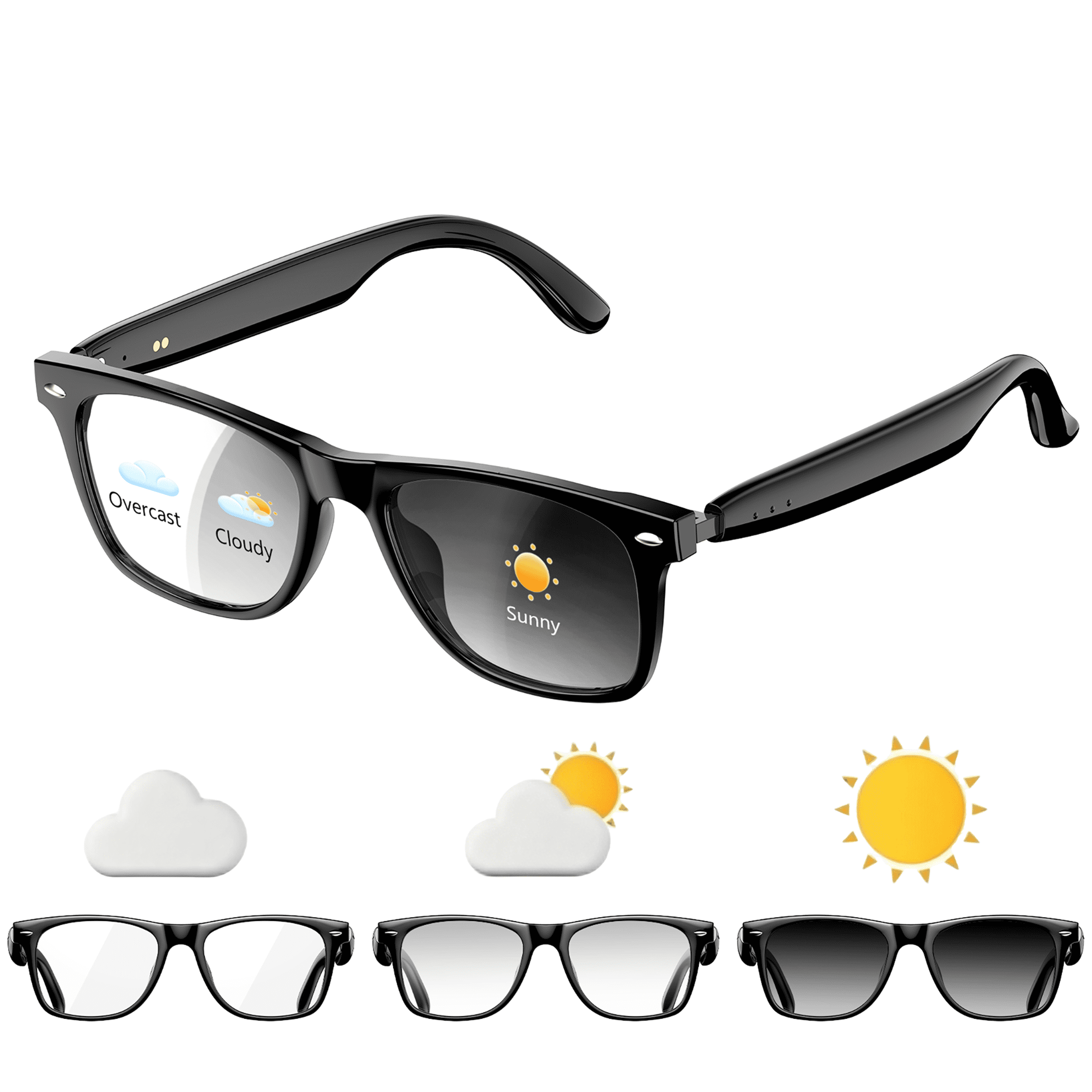 LUOMATE Smart Bluetooth Glasses with Photochromic Lenses for Men and ...