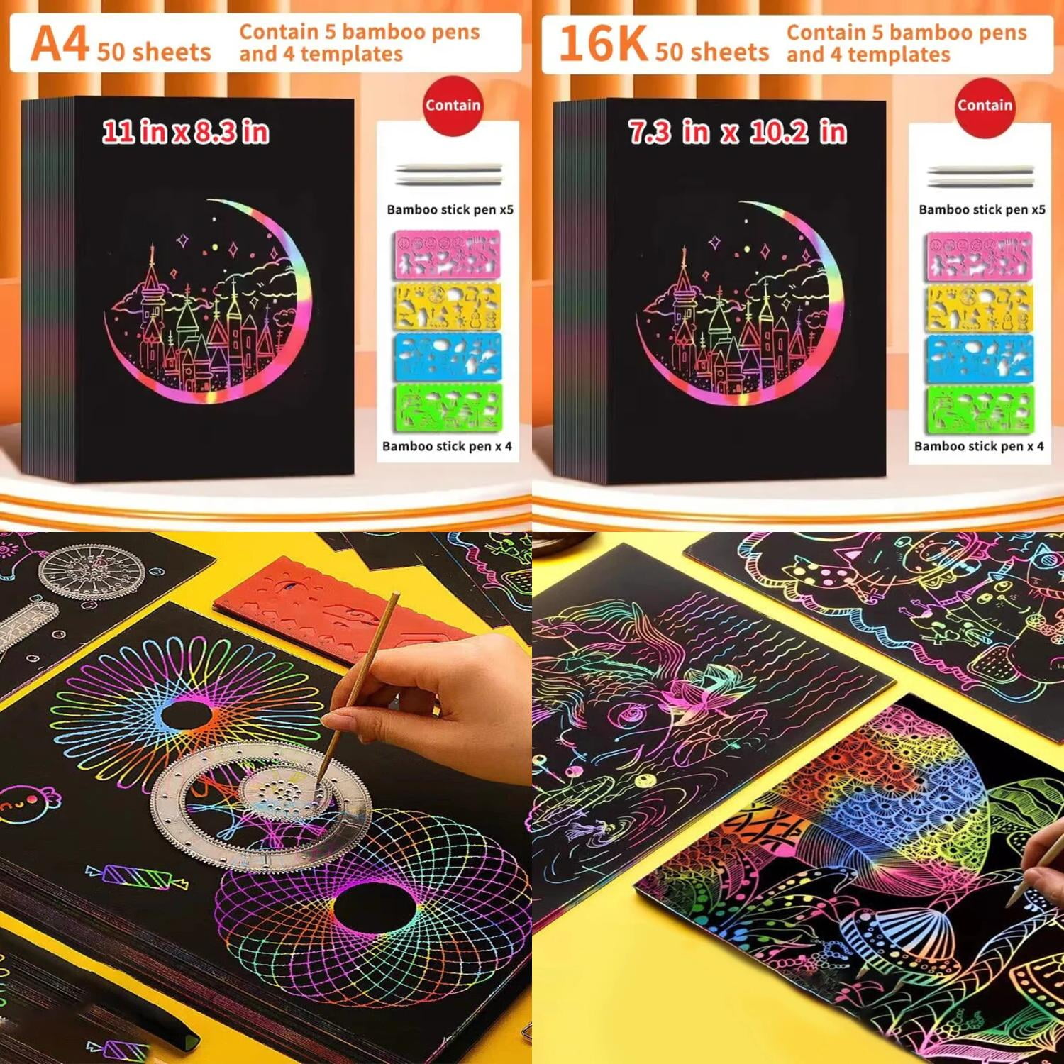 LUOPLNG 5 Magical Rainbow DIY Scratch Paper Art Painting Kit for Boys ...