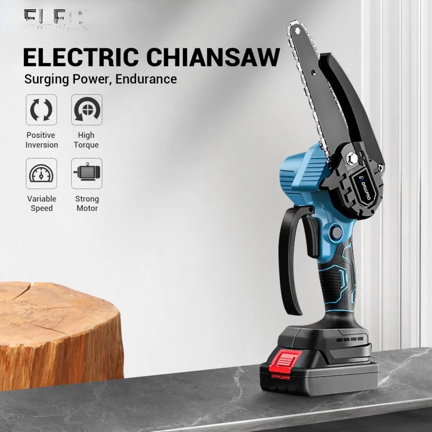 LUOPLNG Compact and Versatile Mini Chainsaw - Rechargeable 18V Battery ...