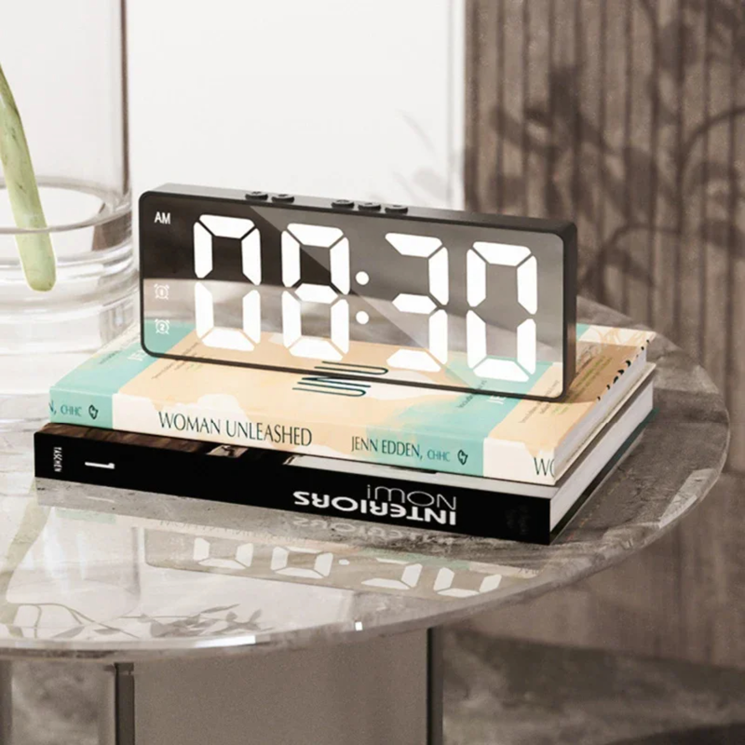 LUOPLNG Elegant and Modern Stylish Desktop Mirror Digital Alarm Clock ...