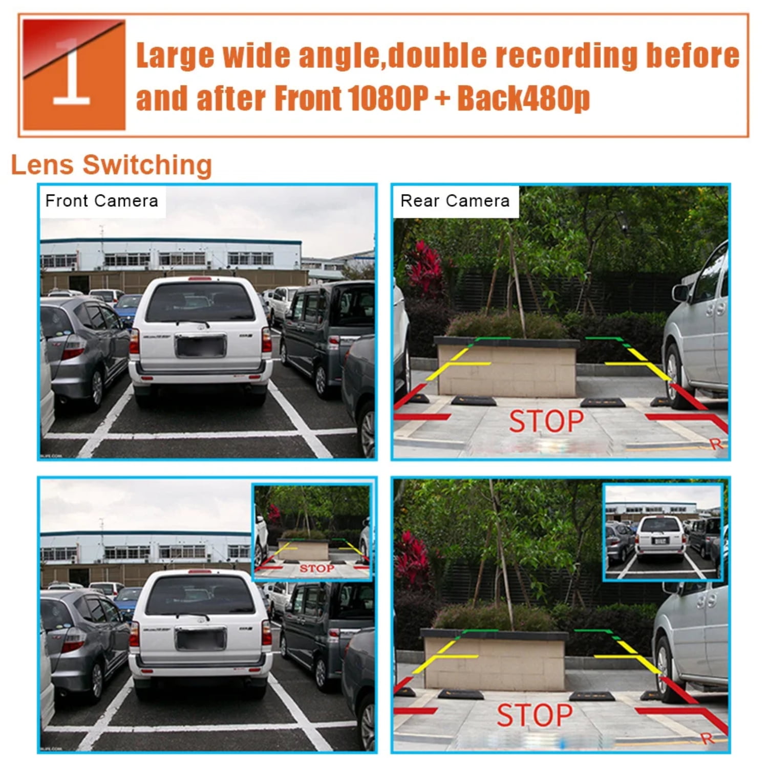 LUOPLNG Enhanced Dual Lens 4.5Inch Full HD Car DVR Rear View Mirror ...