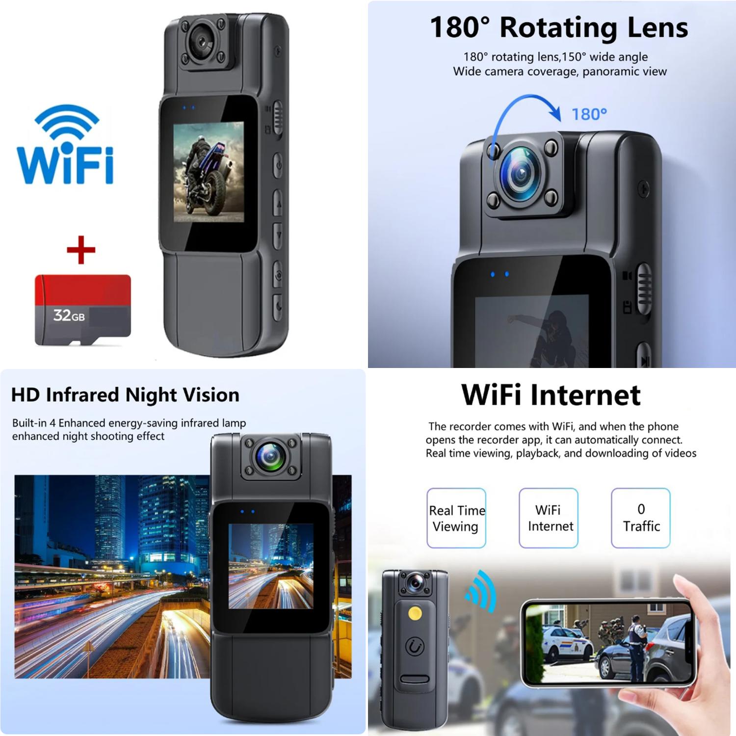 LUOPLNG High-definition 2K WiFi Action Camera with Infrared Night ...