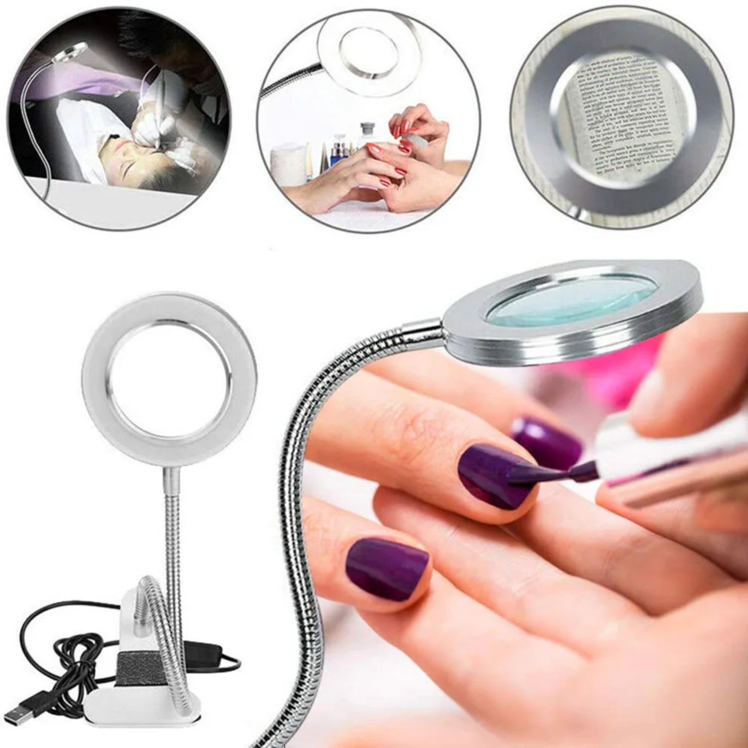 LUOPLNG LED Study Table Lamp with Eight Times Magnifying Glass Clip-on ...