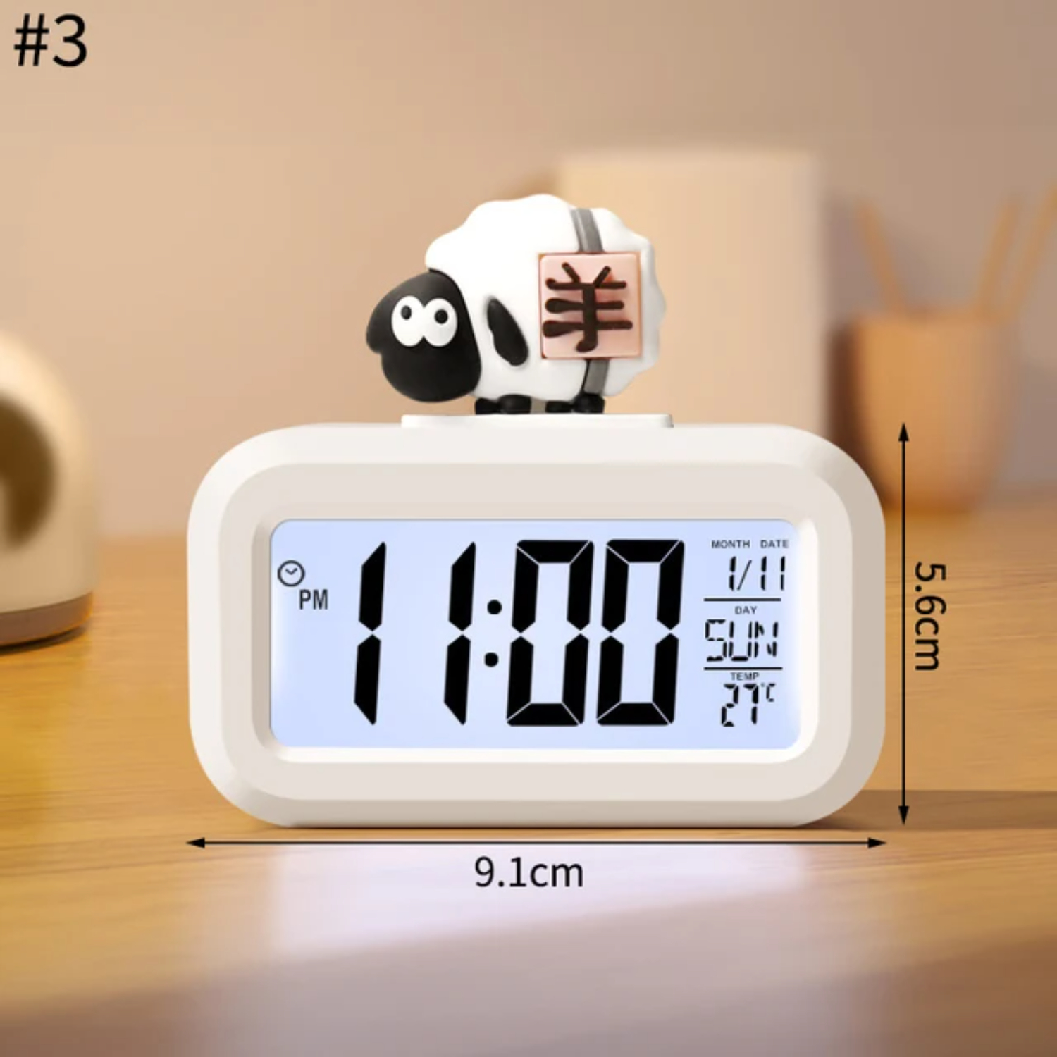 LUOPLNG Mini Cute Cartoon Digital Alarm Clock with Temperature Display ...