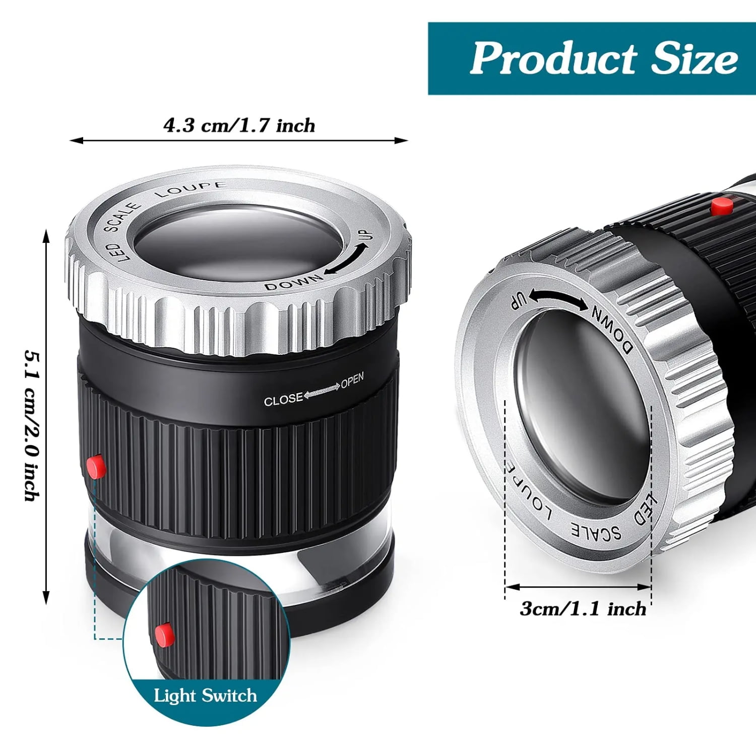 LUOPLNG Precise Adjustable 30X Pocket Magnifier with Illuminated UV ...