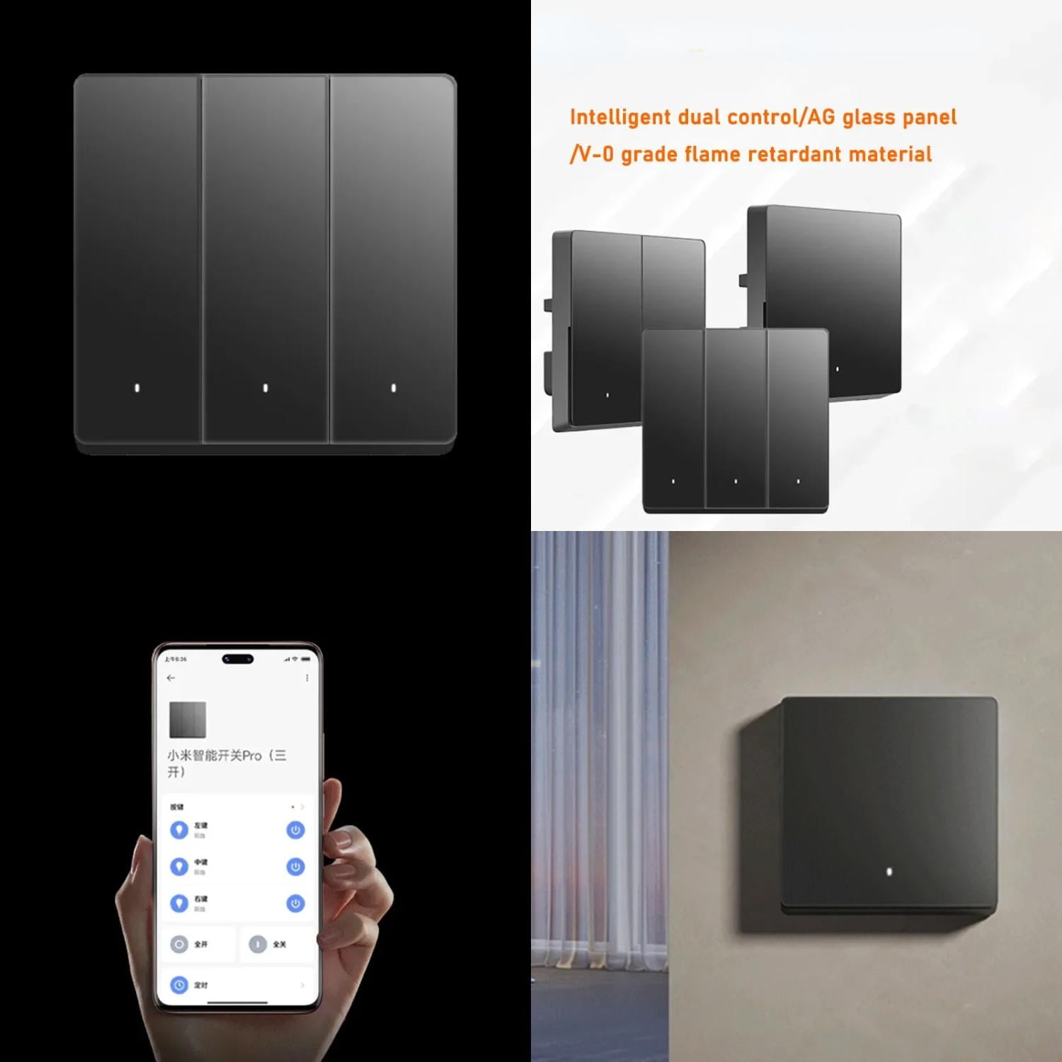 LUOPLNG Pro Smart Wireless Wall Switch with AG Glass Panel for Line ...