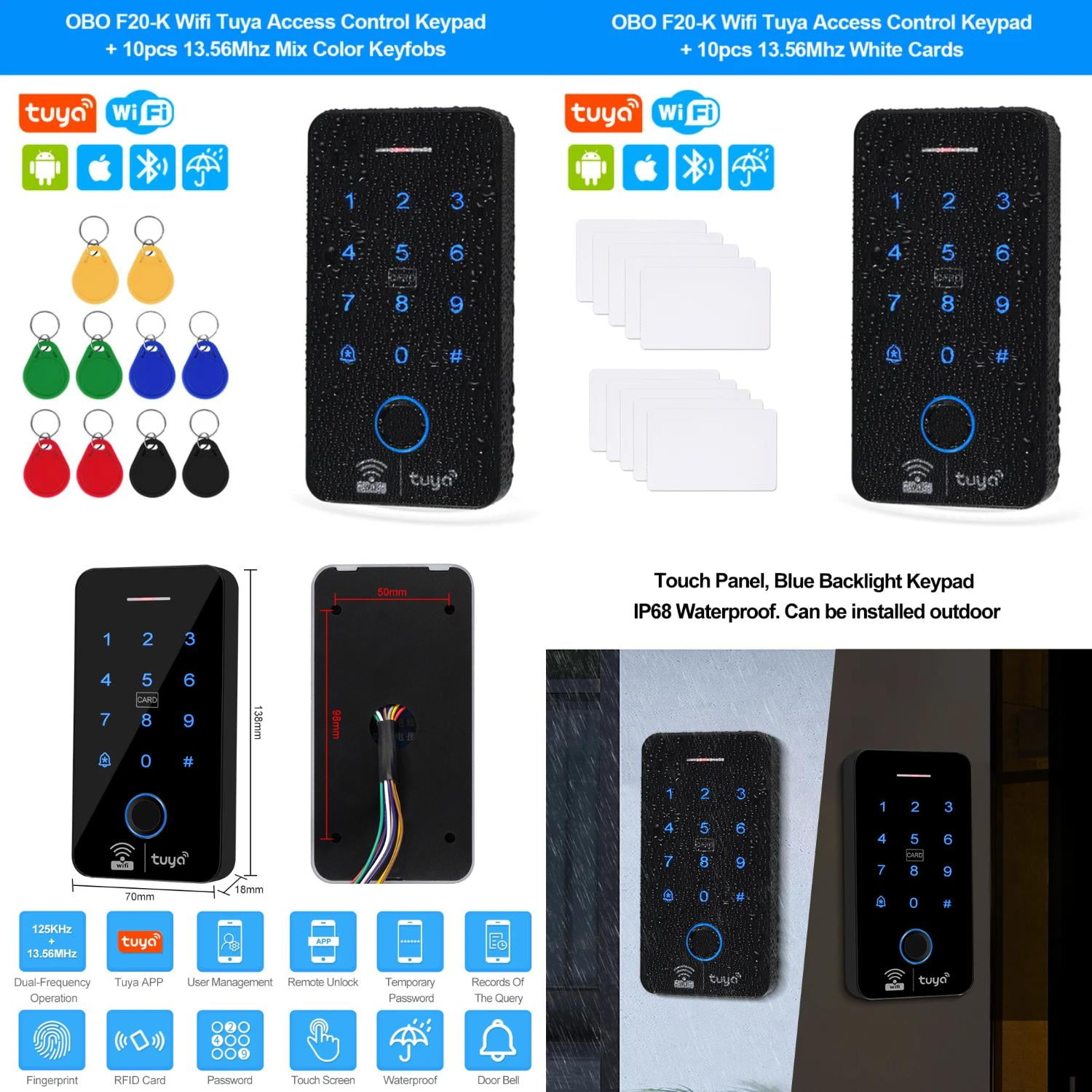 LUOPLNG Remote Door Opener with Waterproof Bluetooth and Wifi Control Fingerprint Access ...