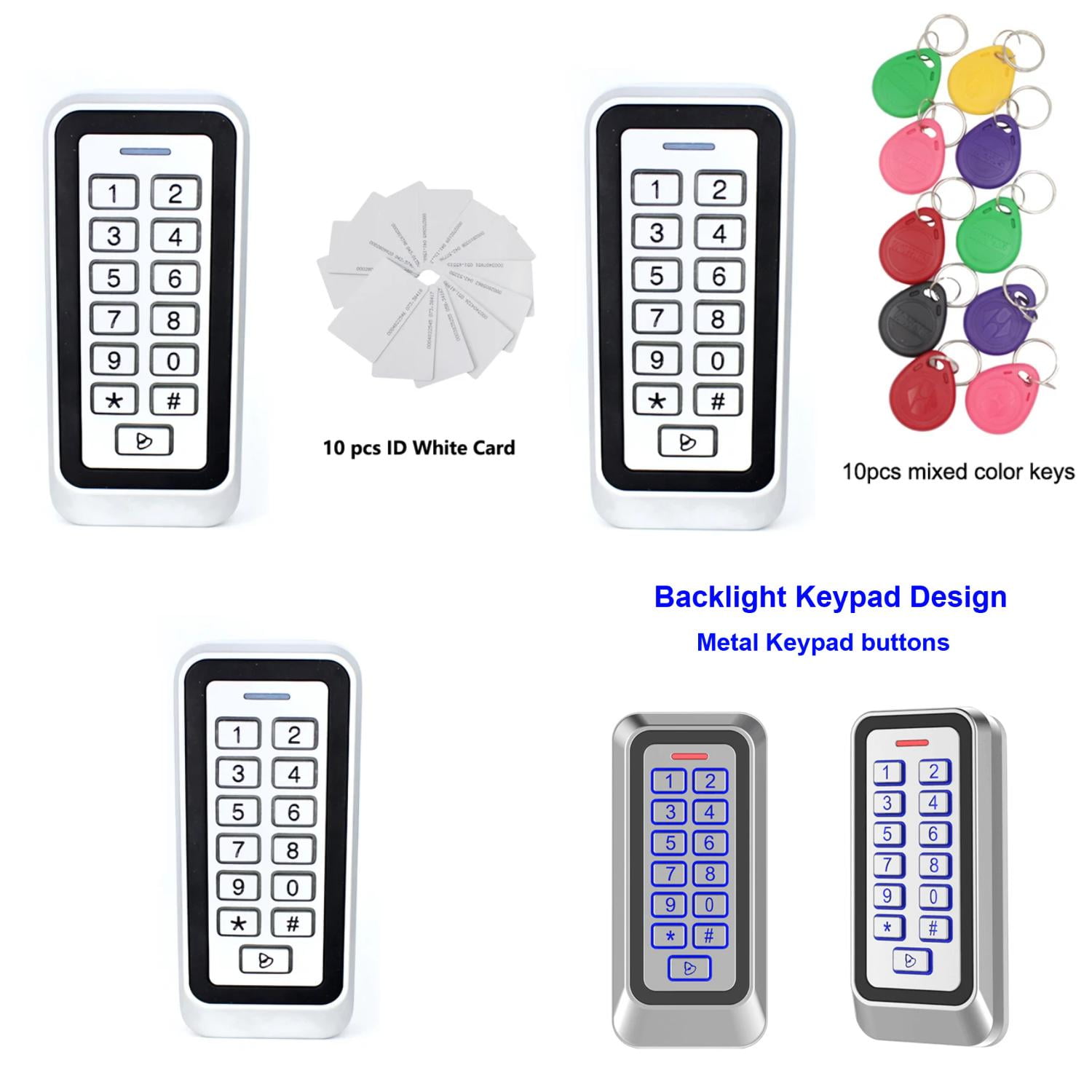LUOPLNG Secure and Waterproof Backlight RFID Metal Door Access Control Reader with Keypad for ...
