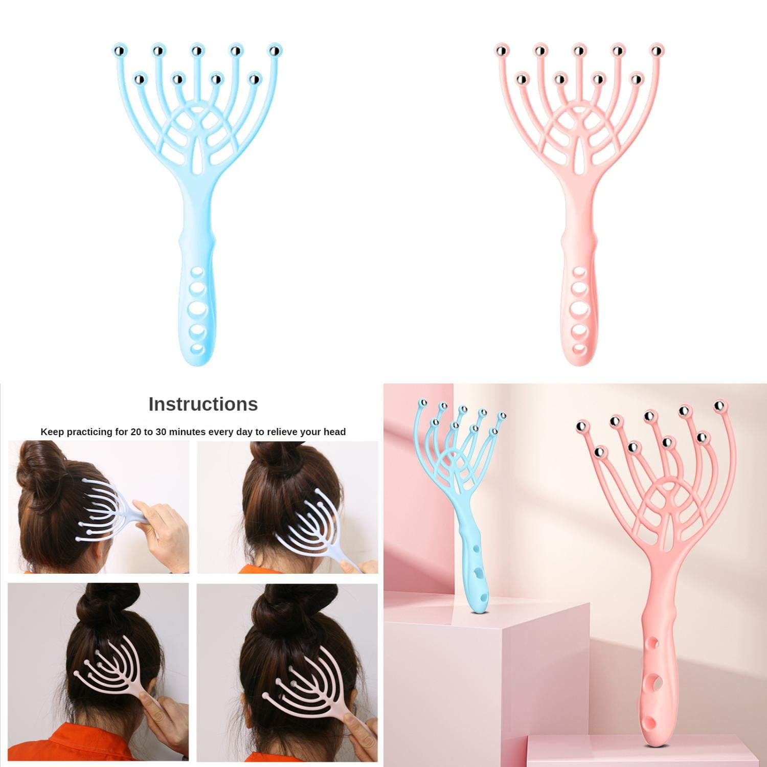LUOPLNG Streamlined Hair Relaxation Spa: Hand Held 9-Claw Scalp and ...