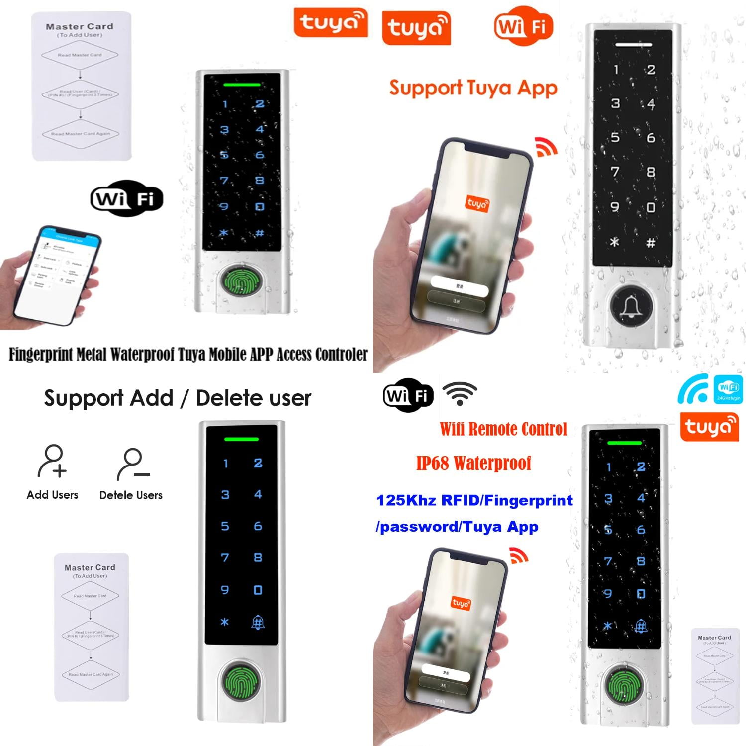 LUOPLNG Waterproof Wireless WiFi Fingerprint Access Control with IP66 ...