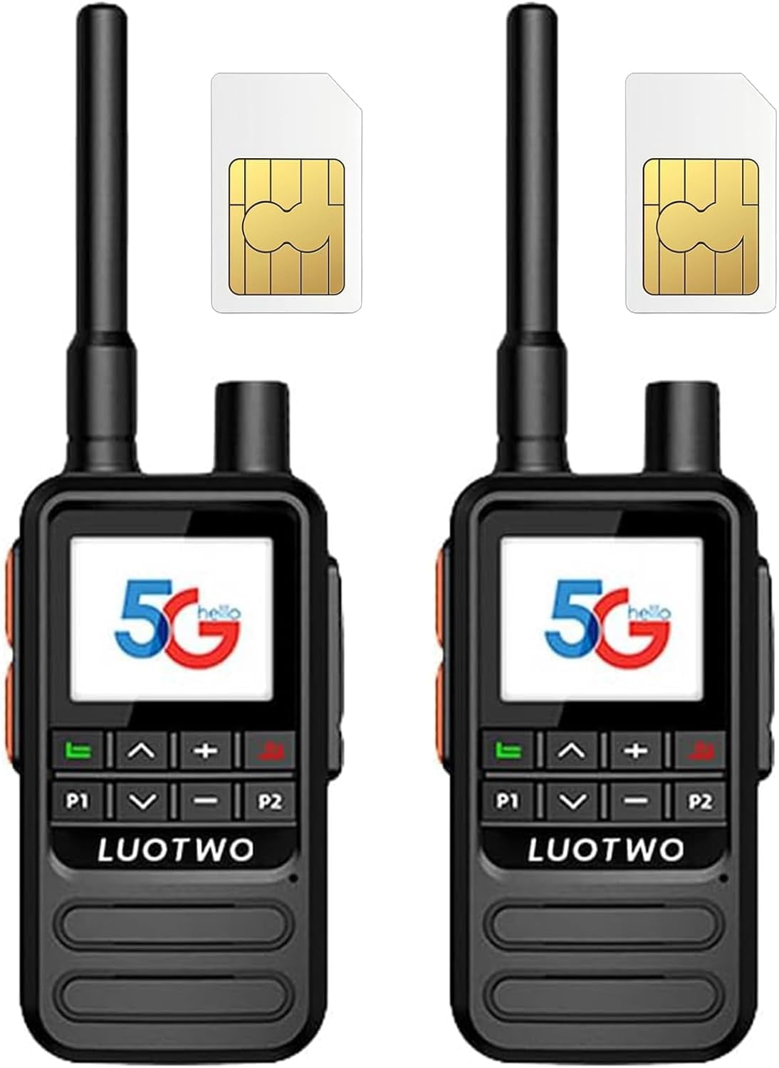 LUOTWO 2-Pack Global Walkie Talkie 4G POC with SIM Cards Long Range ...