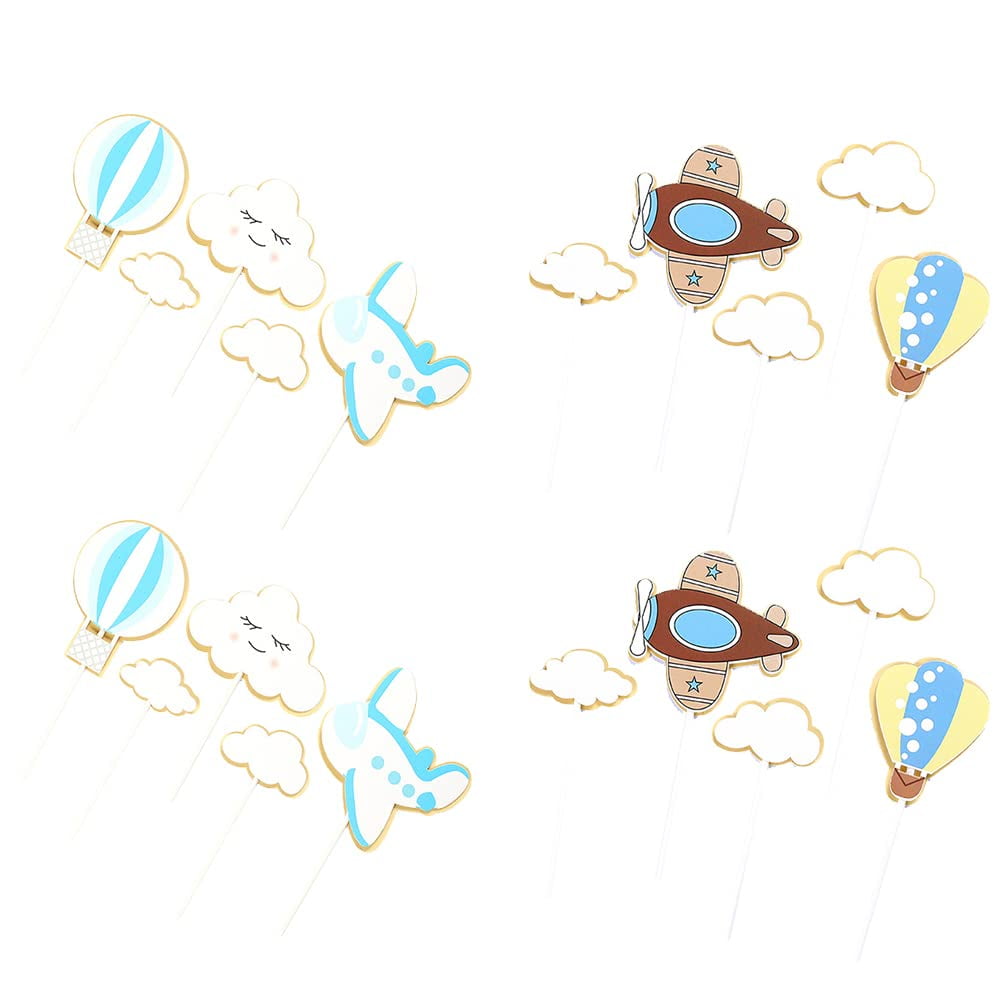 LUOZZY 20 Pcs Hot Air Balloon Airplane Balls Stars Cloud Cake Toppers ...