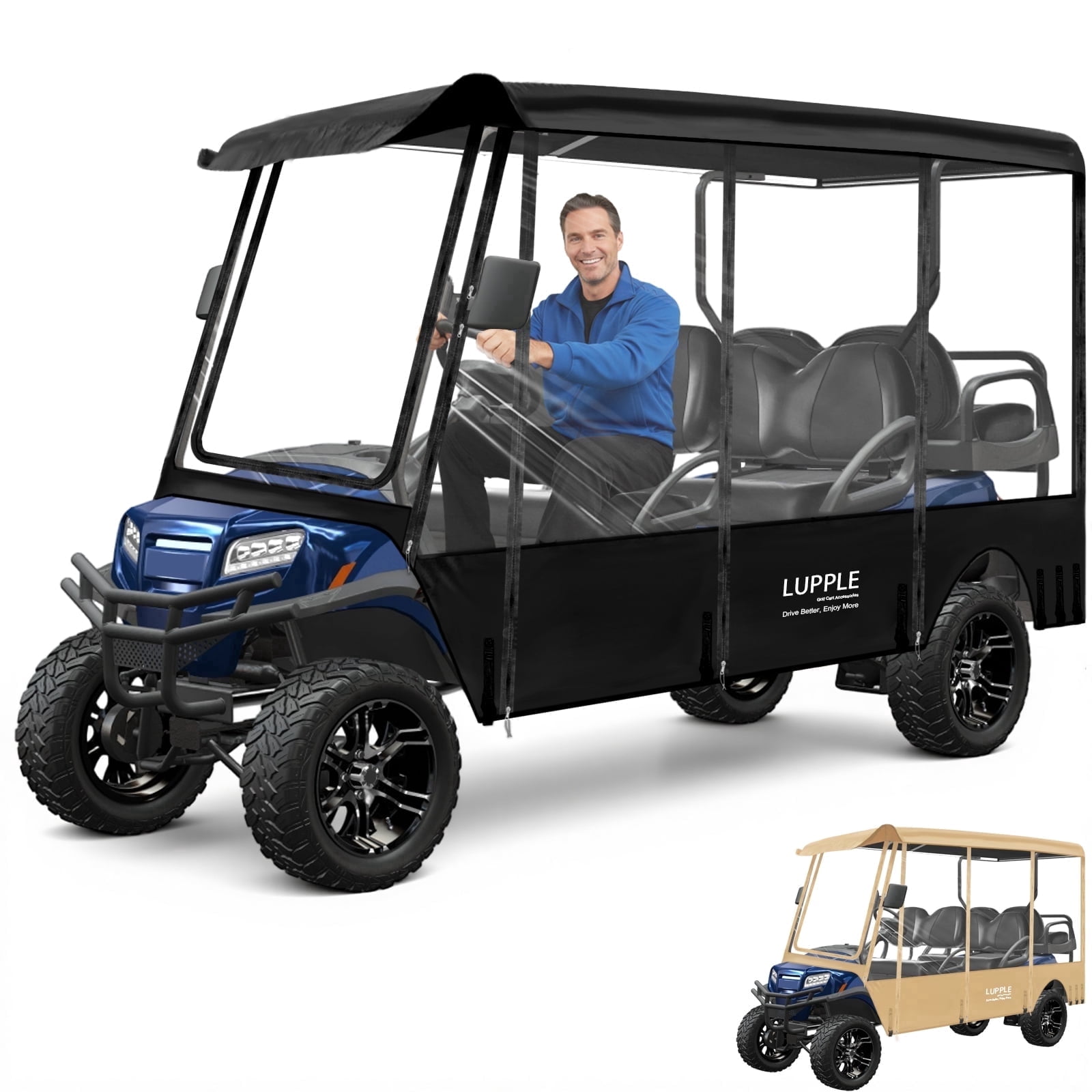 LUPPLE 6 Passenger Golf Cart Enclosure, Universal 6 Seater Driving Rain ...