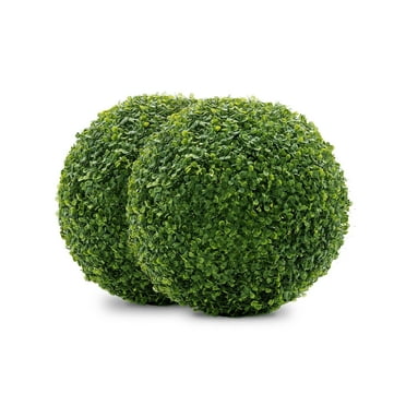 35" Tall Artificial Boxwood Topiary Pair, 2 Plants, Outdoor Ready ...