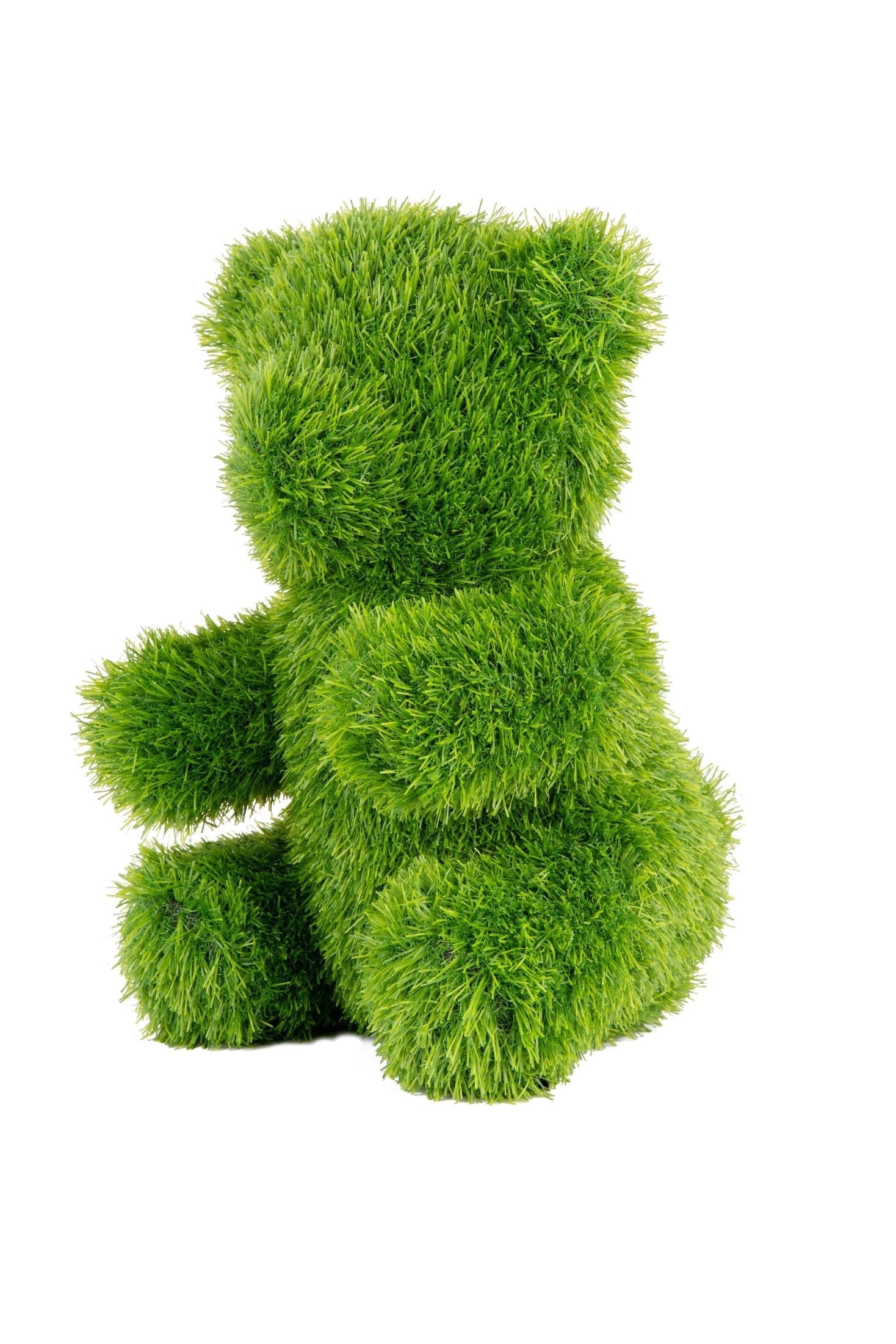 Lush Estate Artificial Grass Topiary Bear, 13", Lifelike Garden Decor ...