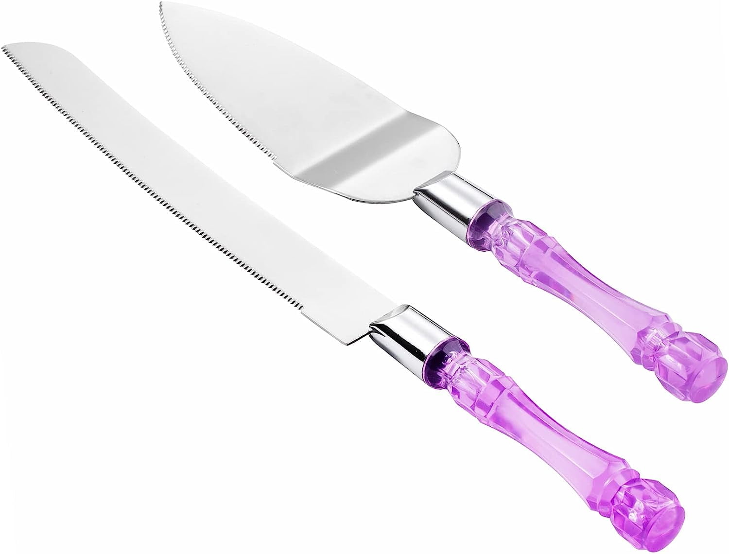 LUSHIG Wedding Cake Knife and Server Set with Purple Acrylic Faux ...