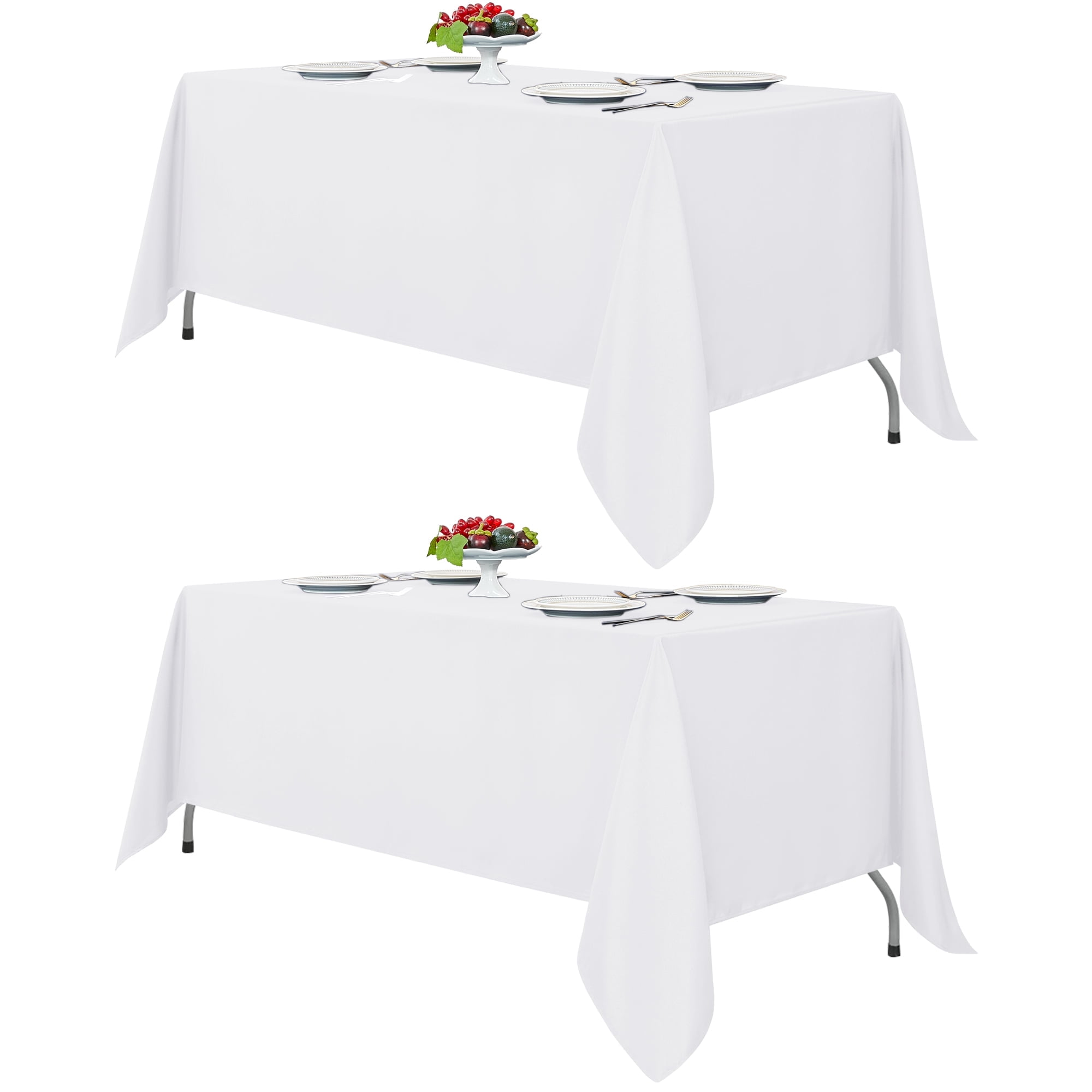 LUSHVIDA 2 Pack White Tablecloths, 60x102 inch, Polyester Covers for ...