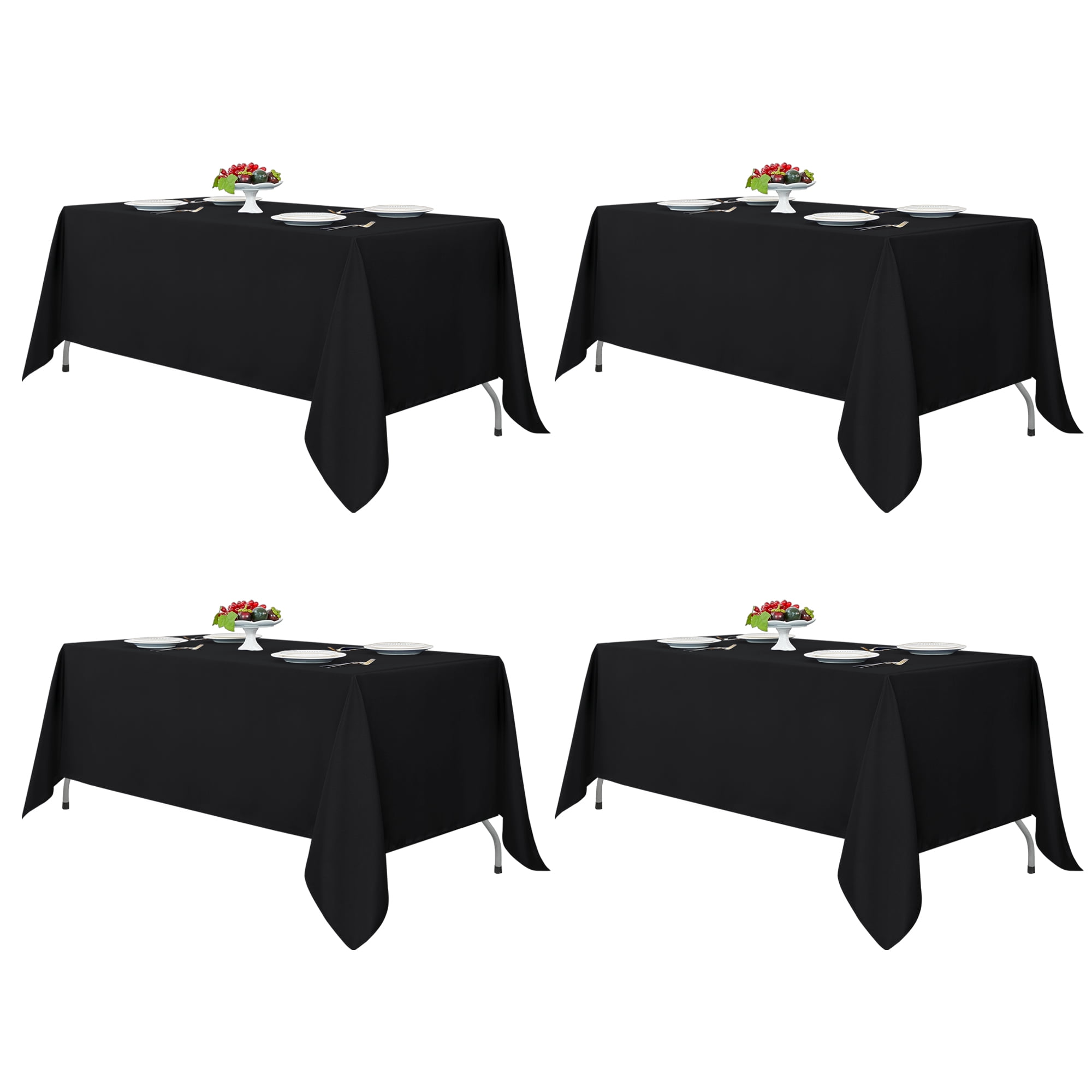 LUSHVIDA 4 Pack 60x120 inch Black Tablecloths, Polyester Covers for ...